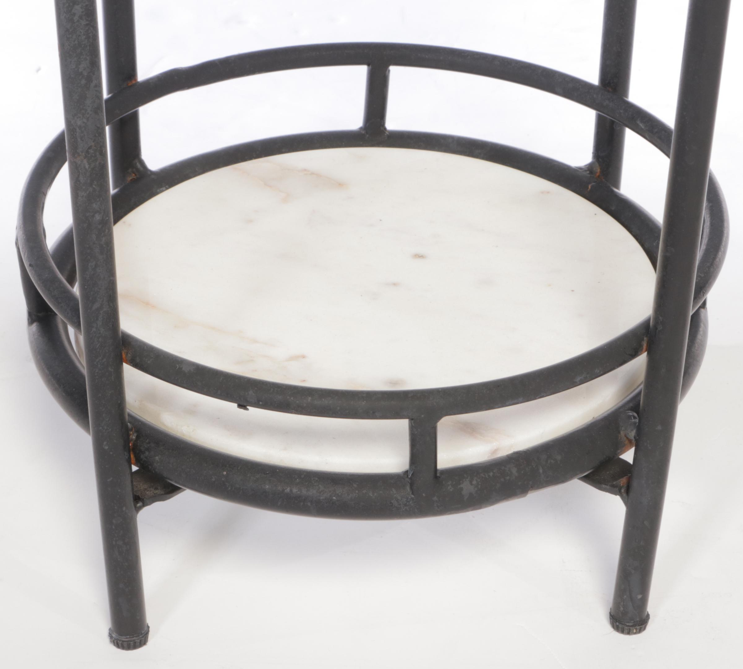 Iron and White Marble Three-Tier Stand | EBTH