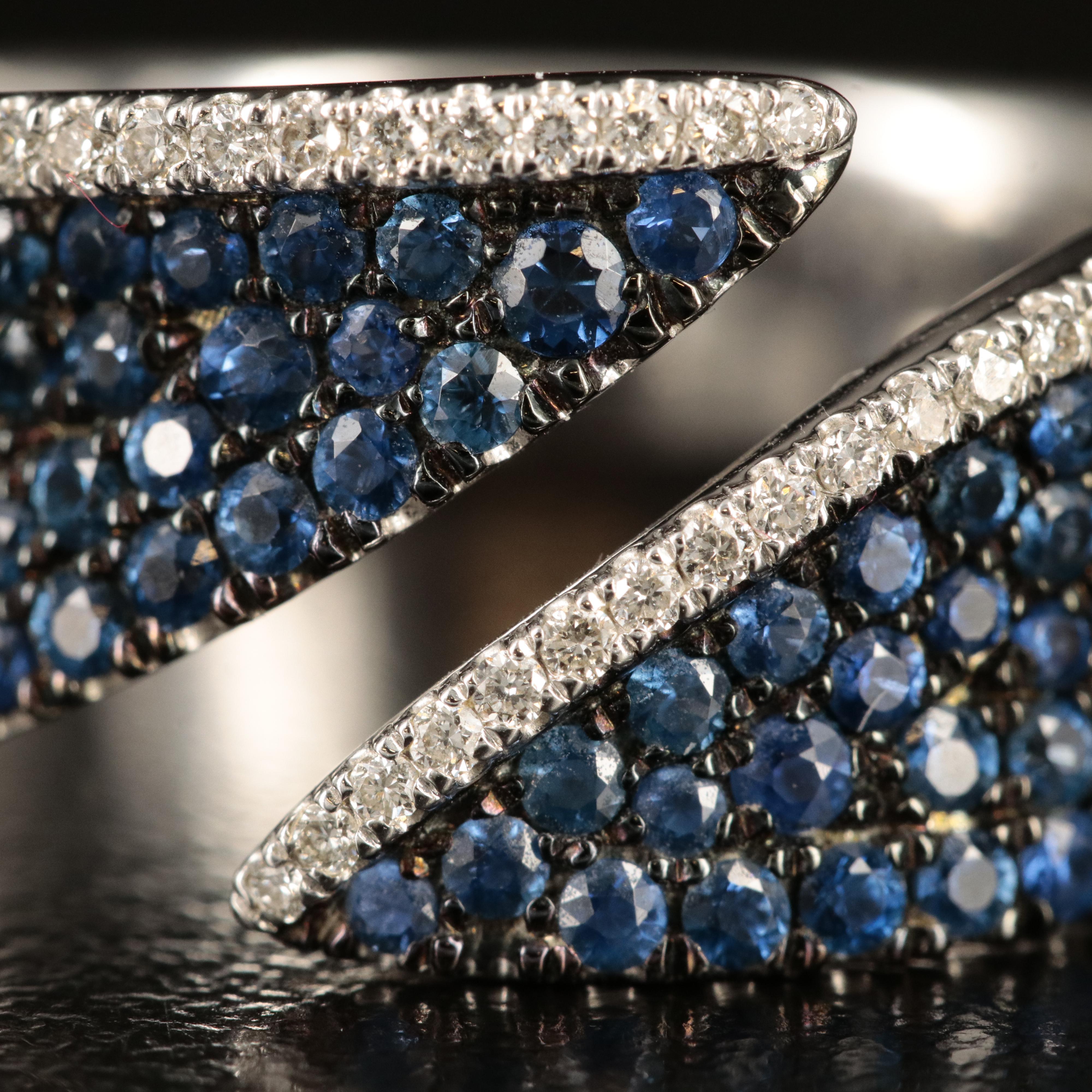 14K Sapphire and Diamond Pavé Open Ring | EBTH