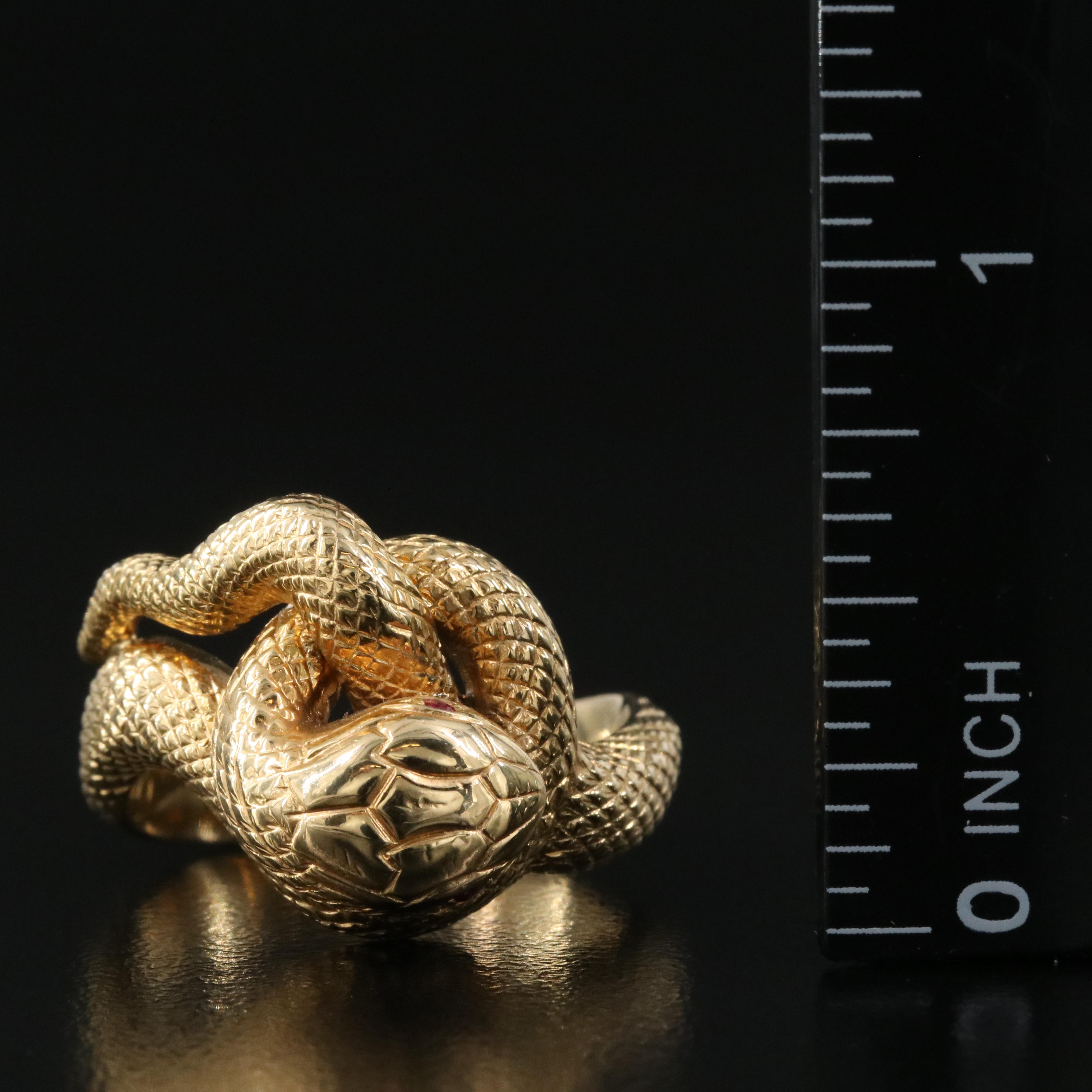 Antique Larter & Sons 14K Ruby Coiled Snake Ring | EBTH