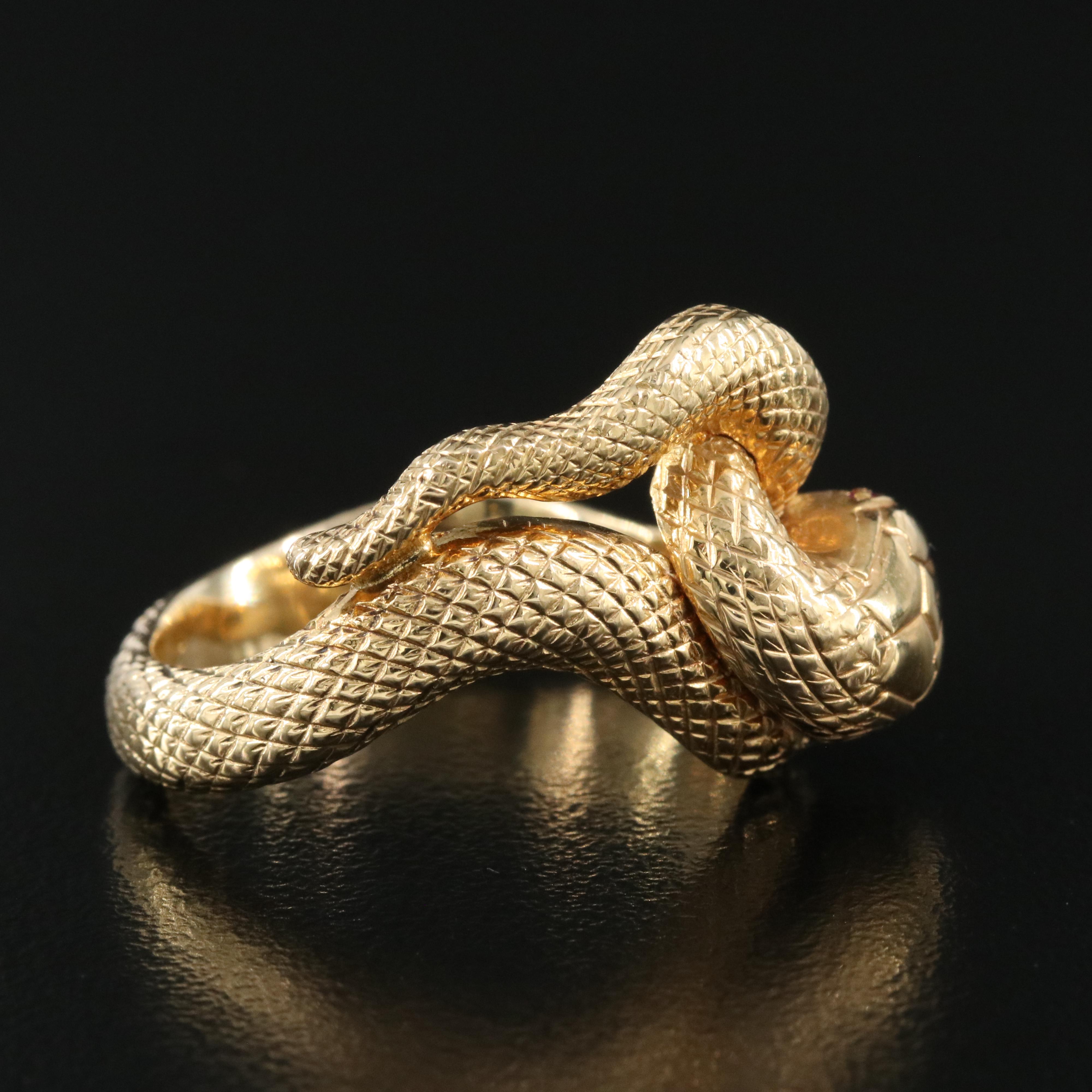 Antique Larter & Sons 14K Ruby Coiled Snake Ring | EBTH