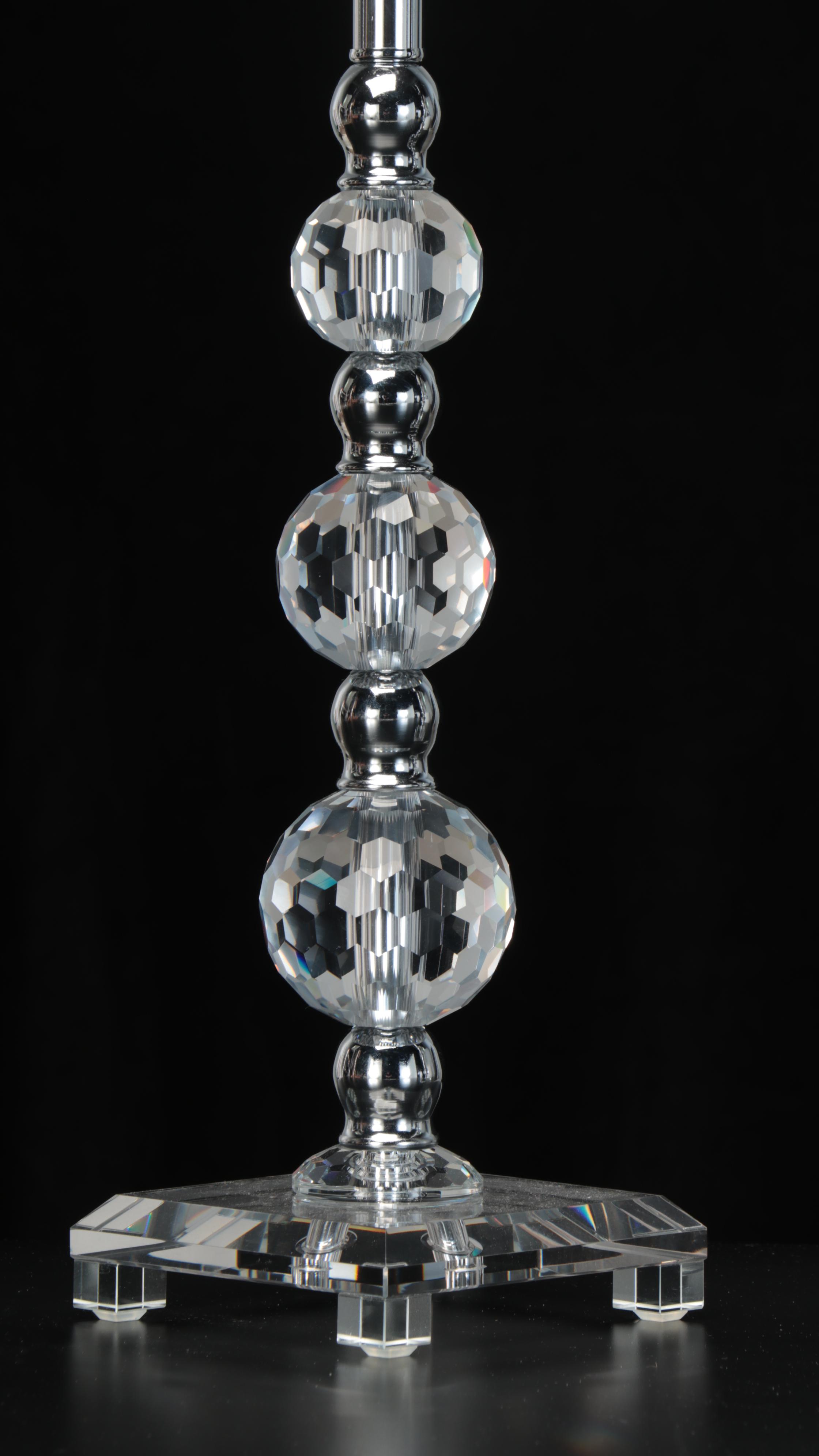 Pair of Contemporary Cut Glass Stacked Orb Table Lamps | EBTH