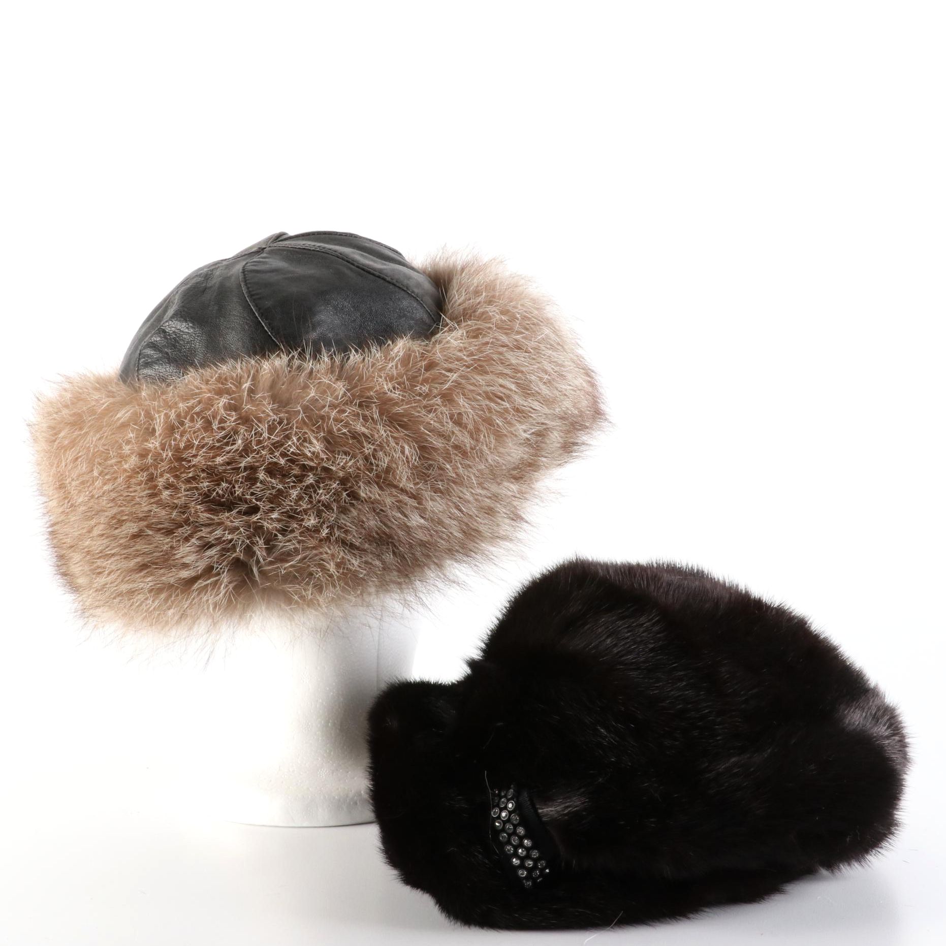 André Mink Fur Hat, Mitchie's Matchings Coyote Fur and Leather Hat | EBTH