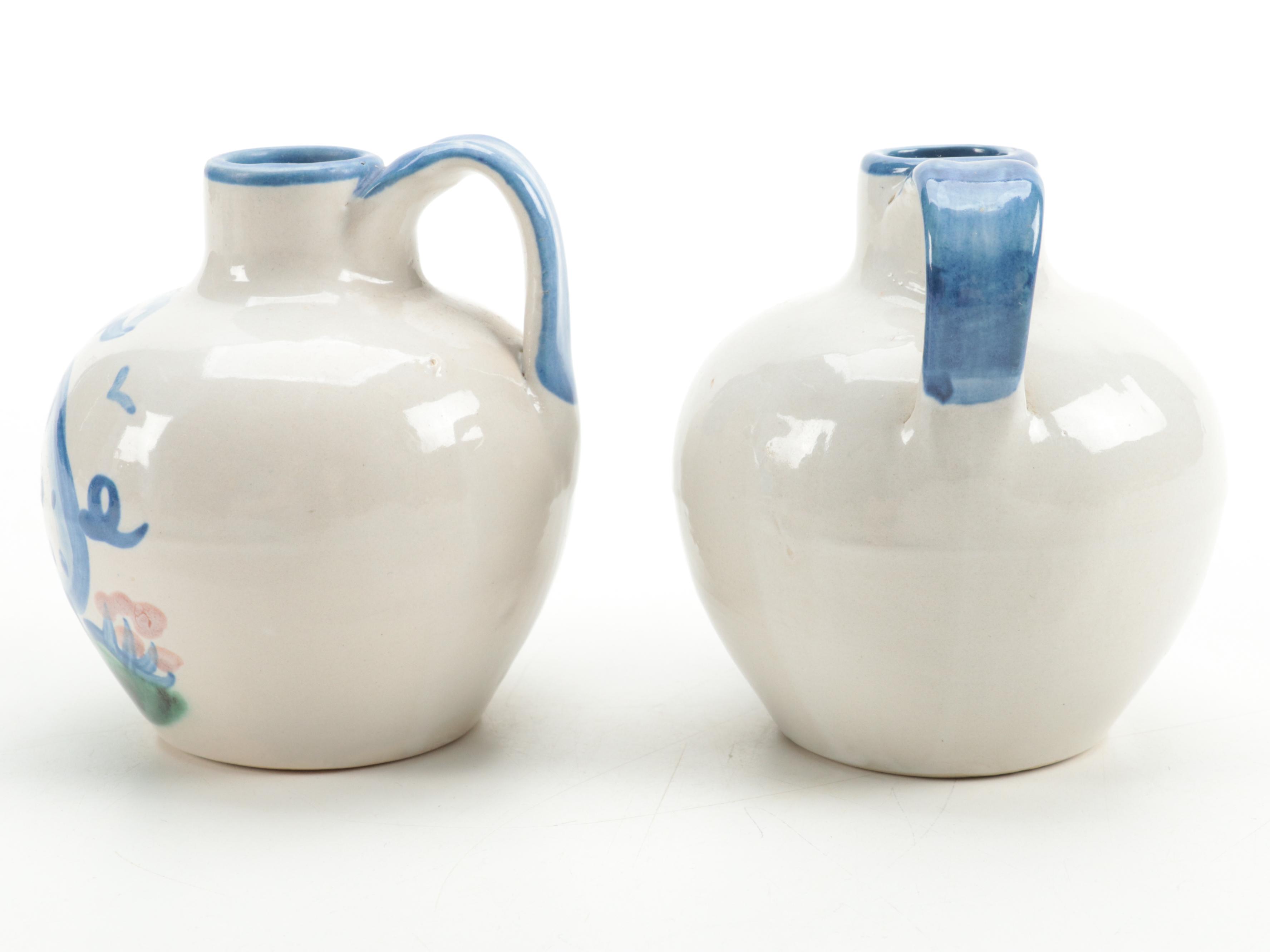 M. A. Hadley "Country Scene" Stoneware Candle Holders, Jugs, Plaques ...