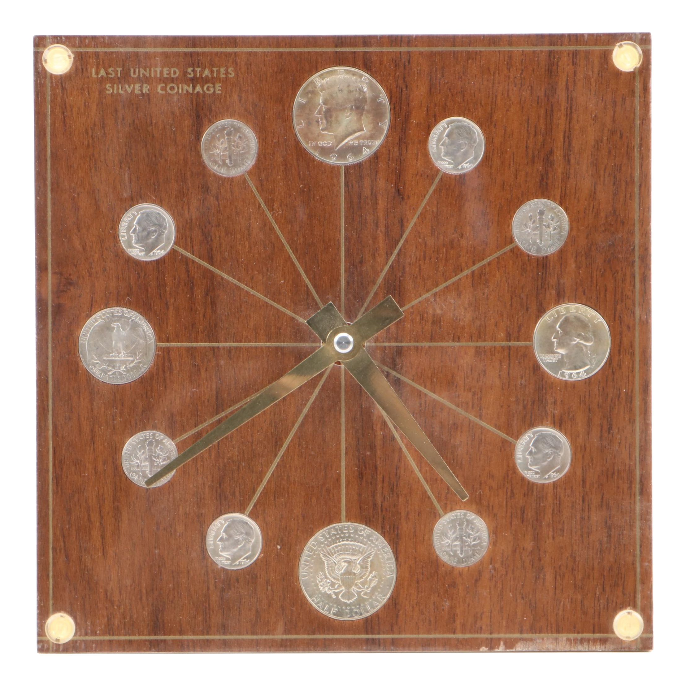 Marion-Kay "Last United State Silver Coinage" Numismatic Clock, 1960s ...