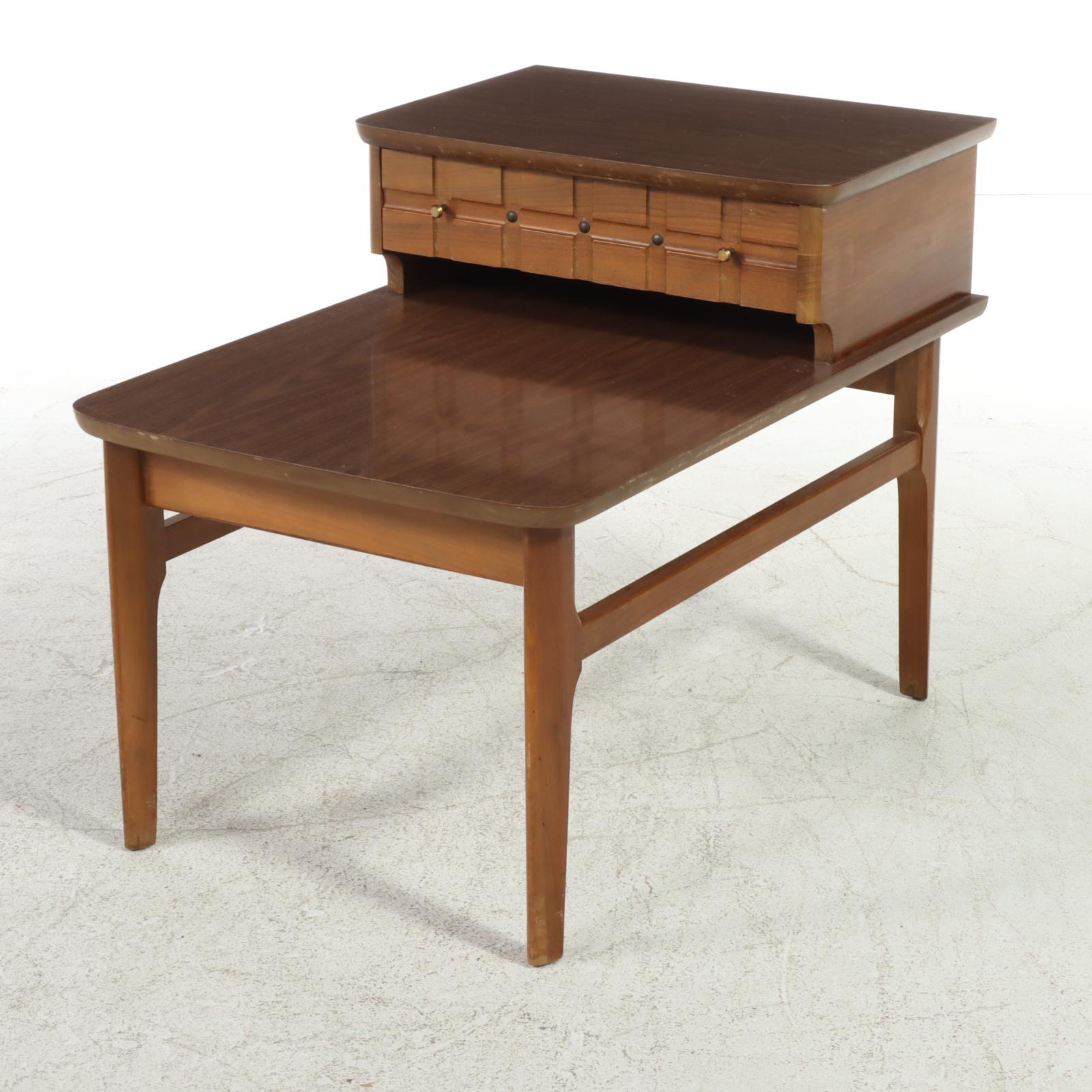 Mersman Mid Century Modern Walnut and Laminate Tiered End Tables | EBTH