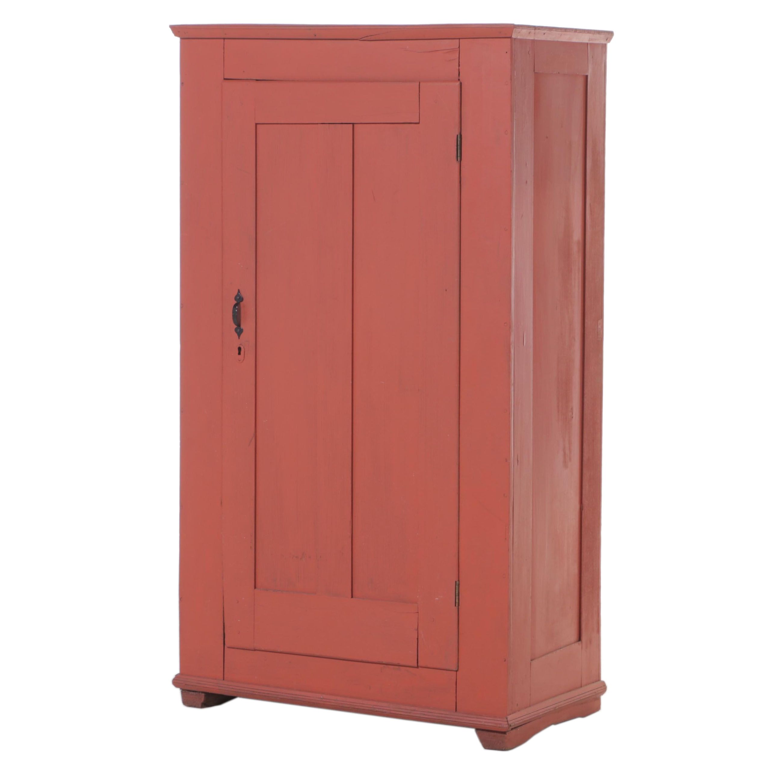 American Primitive Red-Painted Cupboard / Wardrobe, 19th Century | EBTH