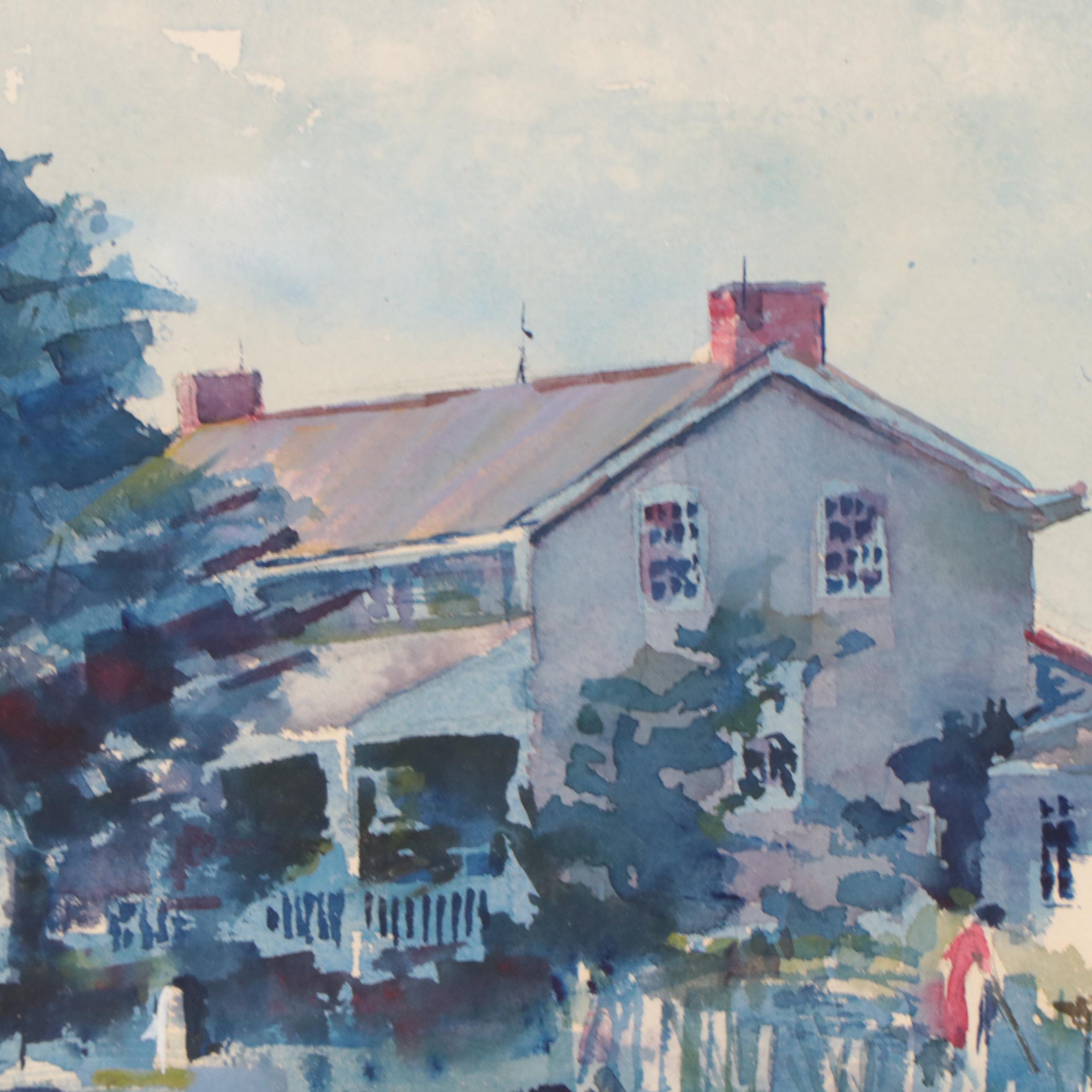 John Imhoff Watercolor Painting of Suburban Scene | EBTH