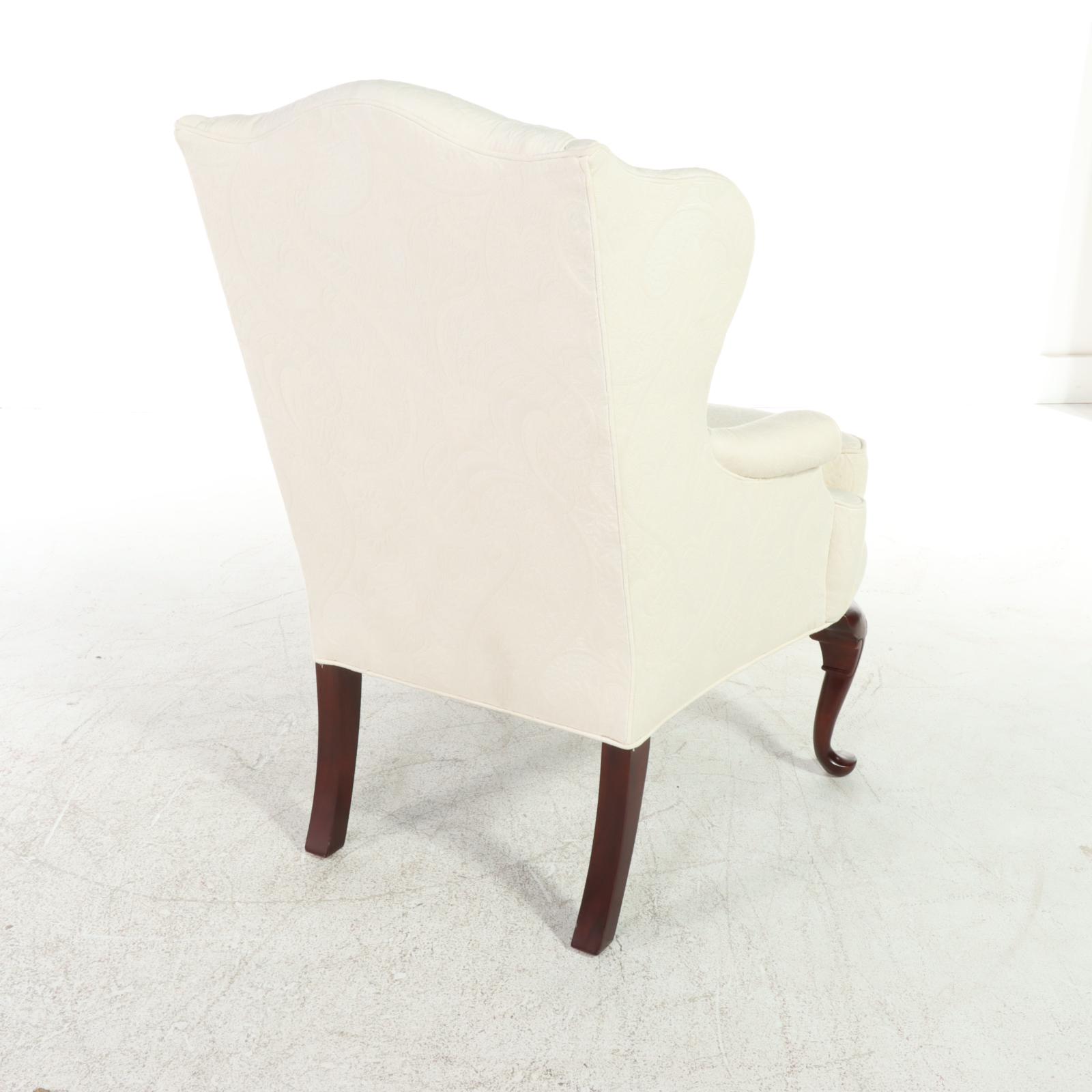 Harden Queen Anne Style Cherrywood and Custom-Upholstered Wingback ...