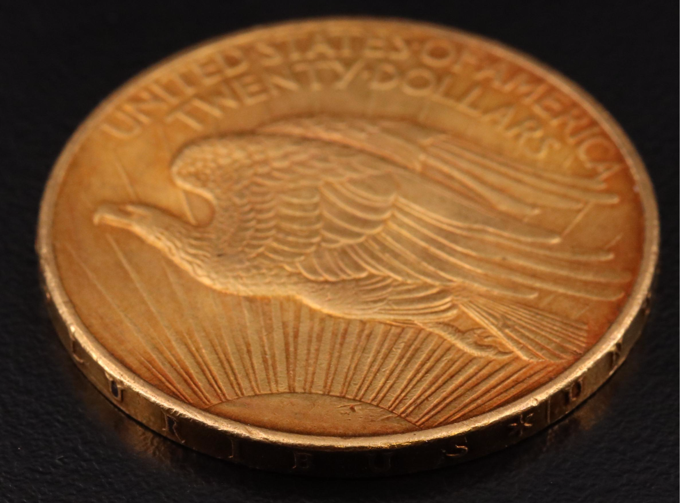 1908 "No Motto" Saint-Gaudens $20 Gold Coin | EBTH