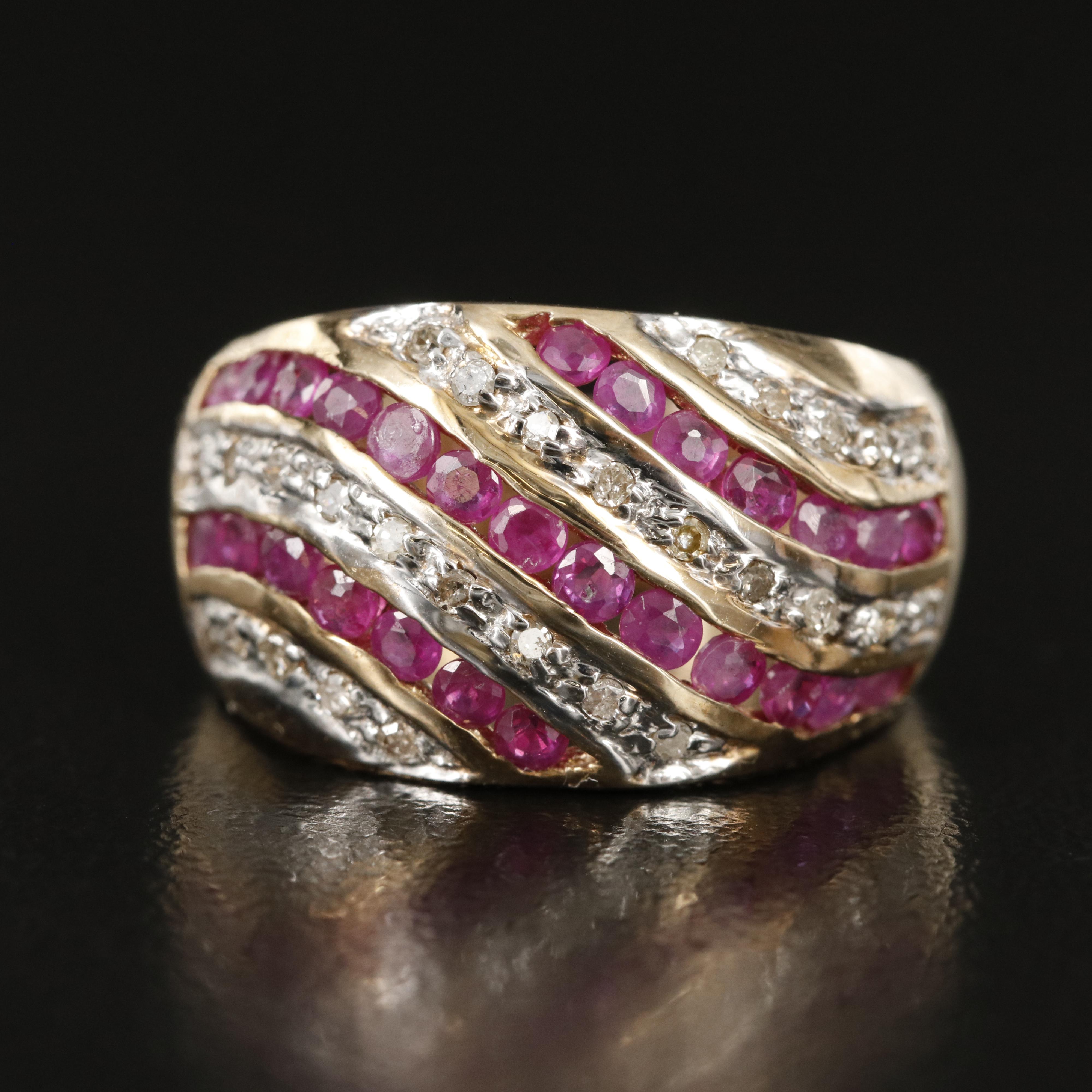 10K Channel Set Ruby and Diamond Ring | EBTH