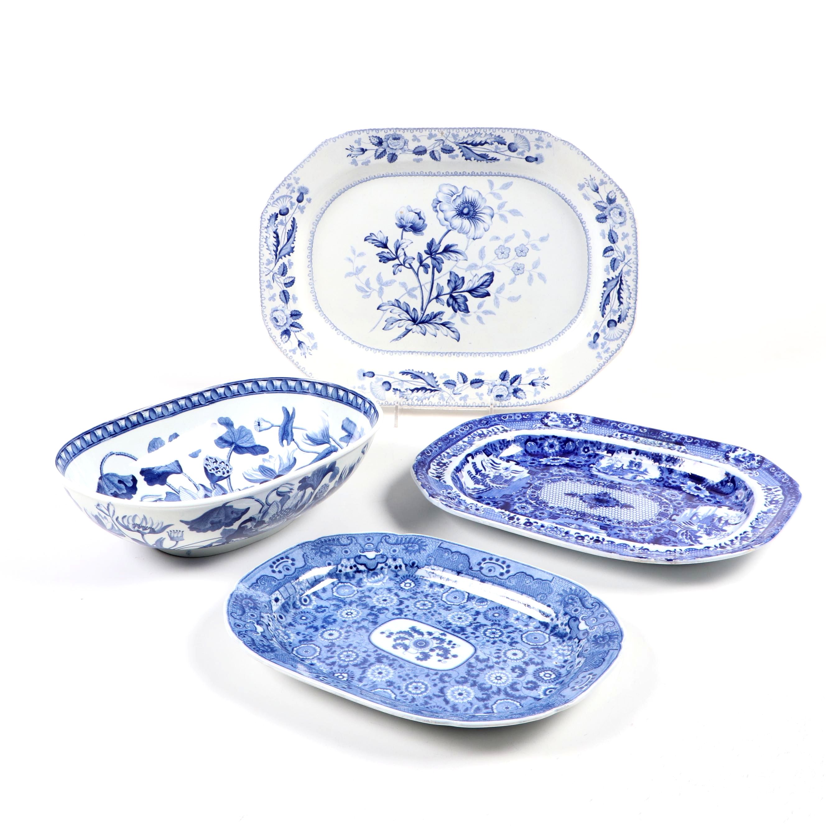 Wedgwood Darwin's Water Lily Bowl with Spode "Net" and Other Ironstone ...