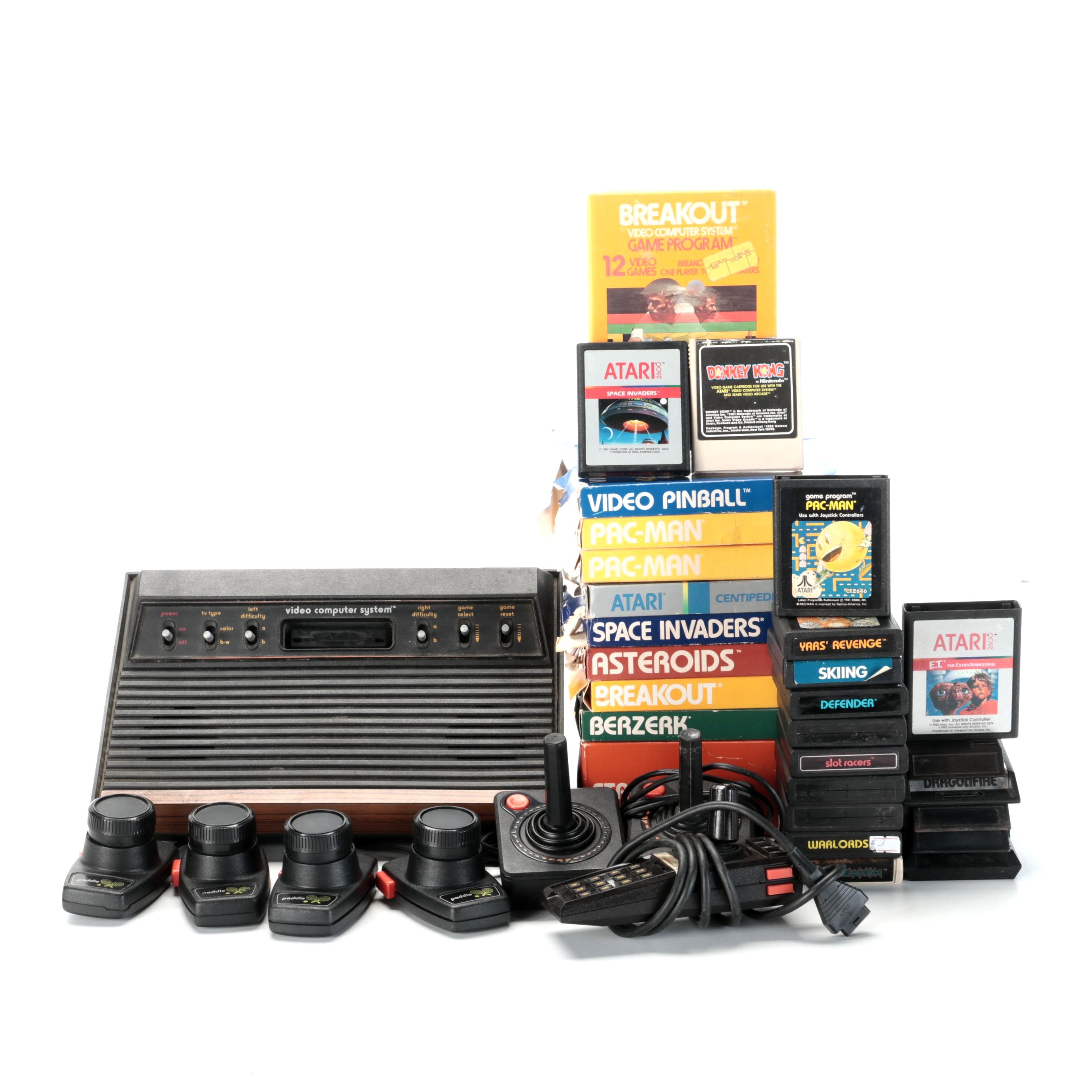 Atari Video Computer System With Paddles, Joysticks and Atari Games | EBTH