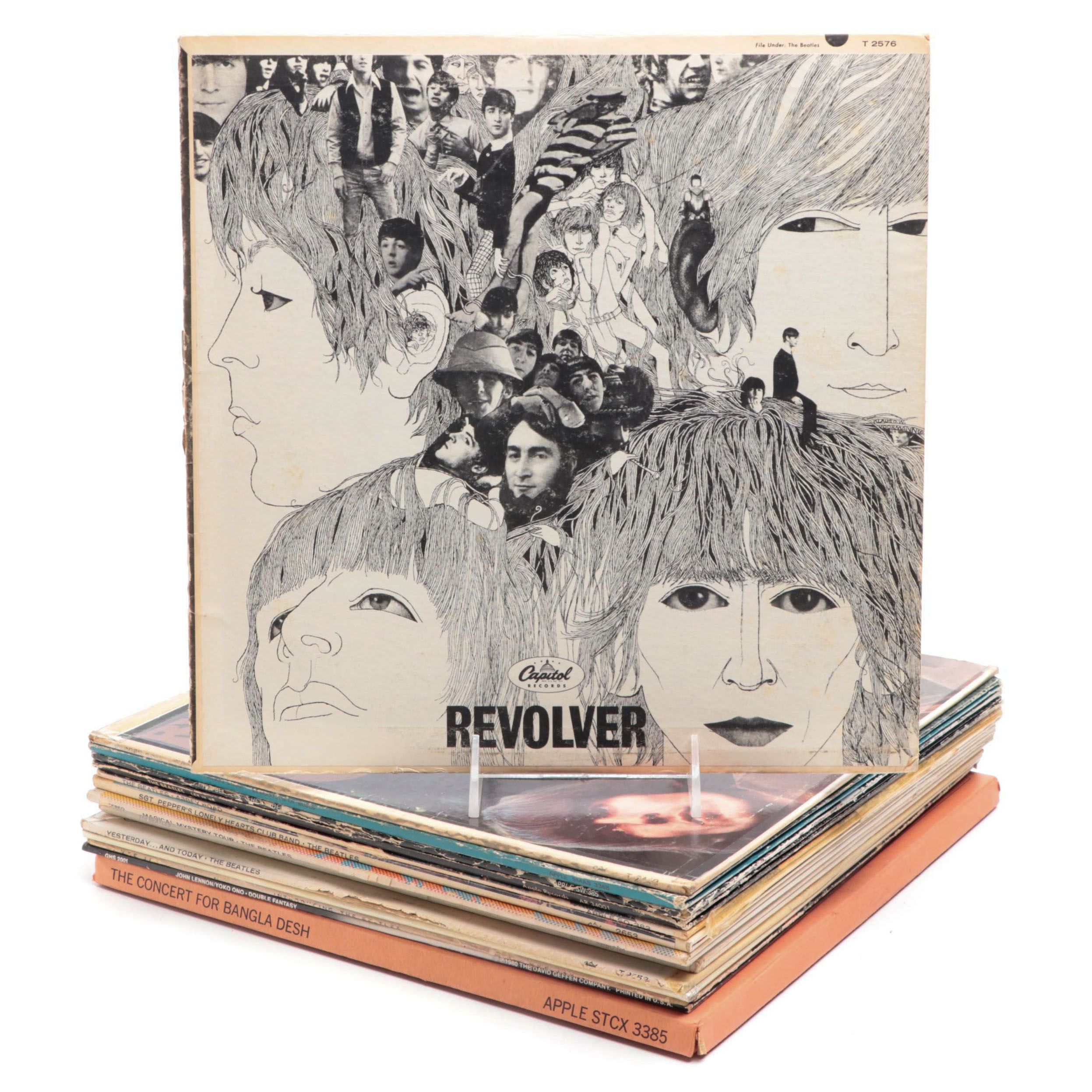 The Beatles Revolver and Rubber Soul Monos with Other LP Records, Yoko ...