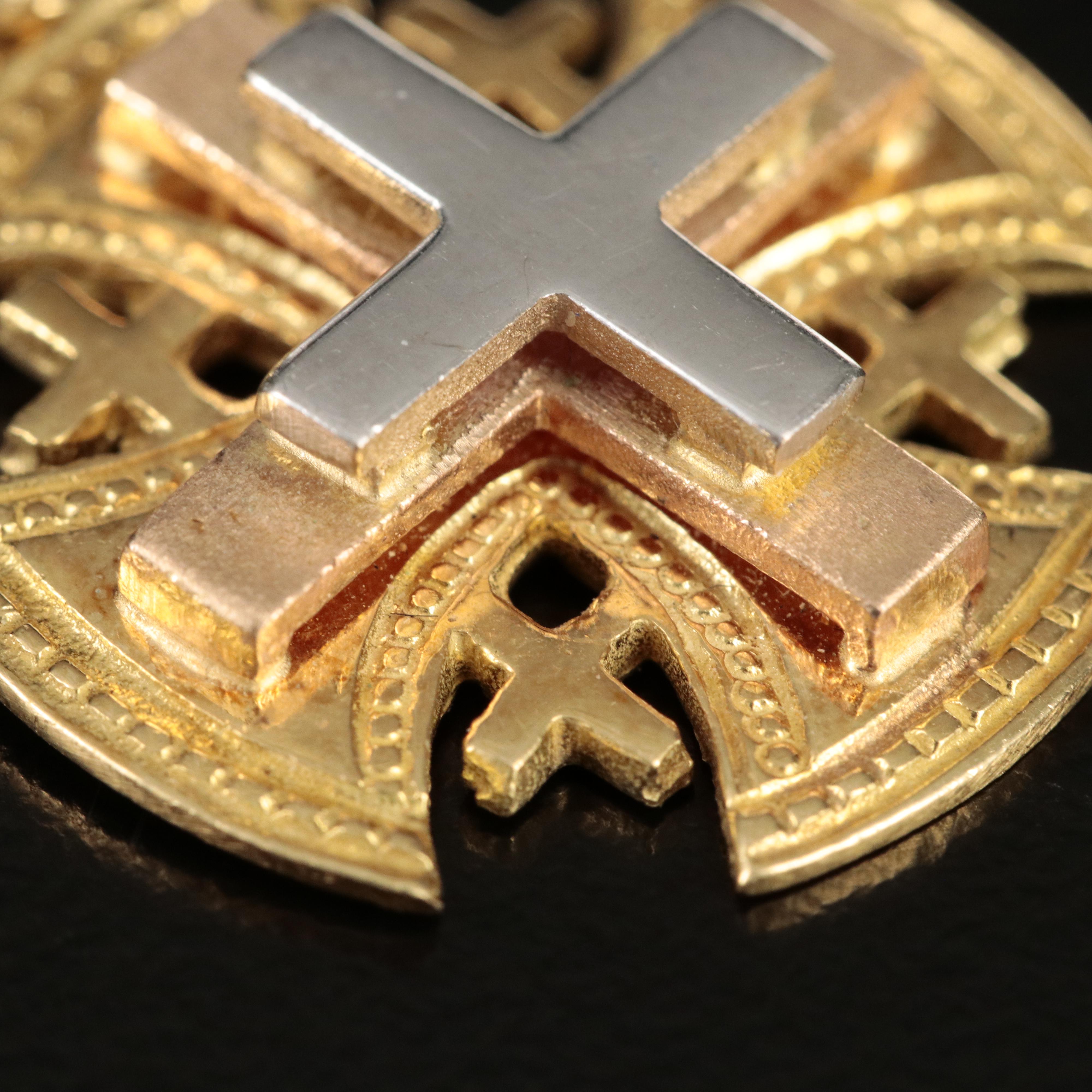 18K Tri-Color Gold Jerusalem Cross Pendant | EBTH