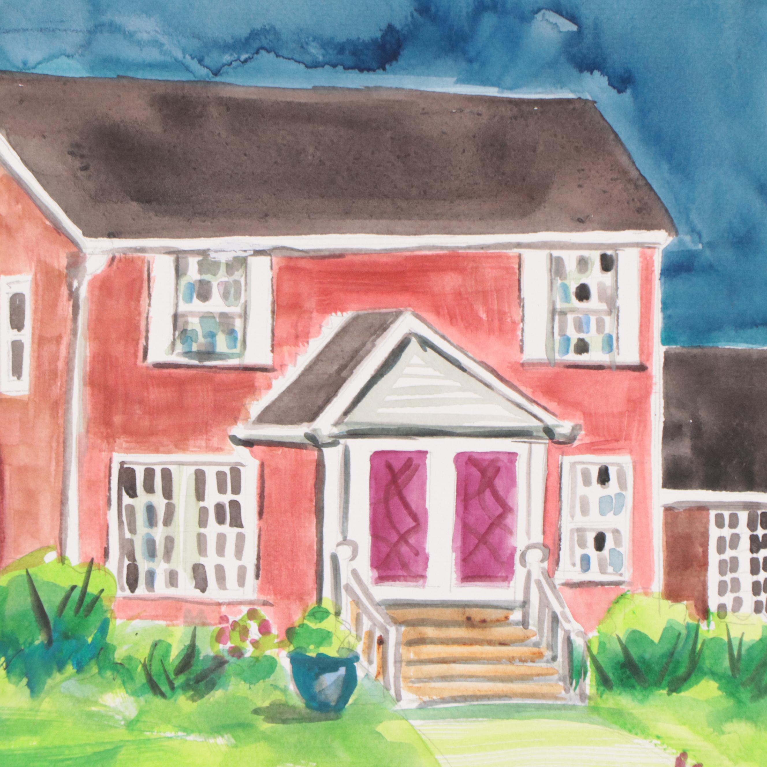 Kathleen Zimbicki Street View Watercolor Painting, 2020 | EBTH