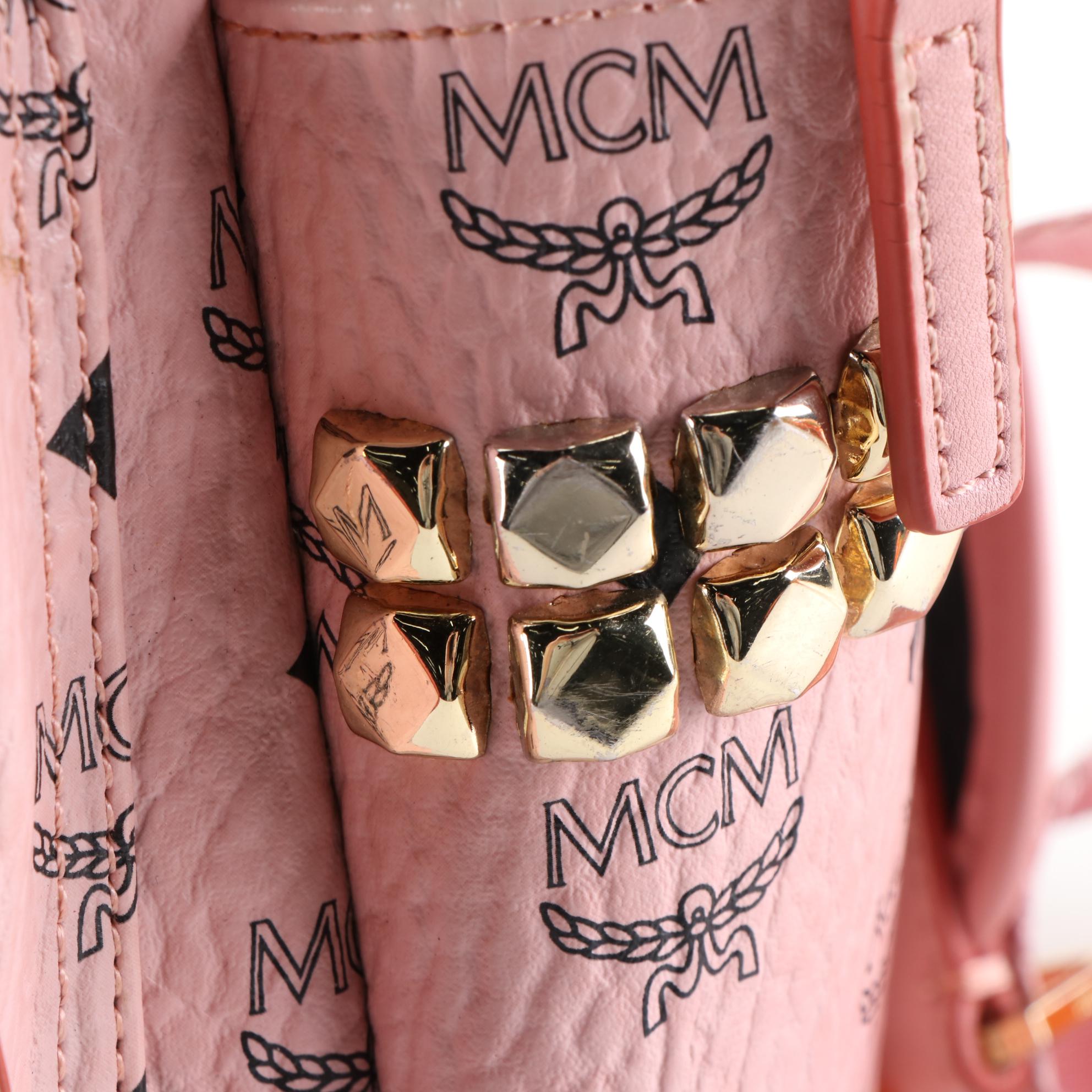 MCM Stark Side Stud Medium Backpack in Pink Visetos Canvas | EBTH