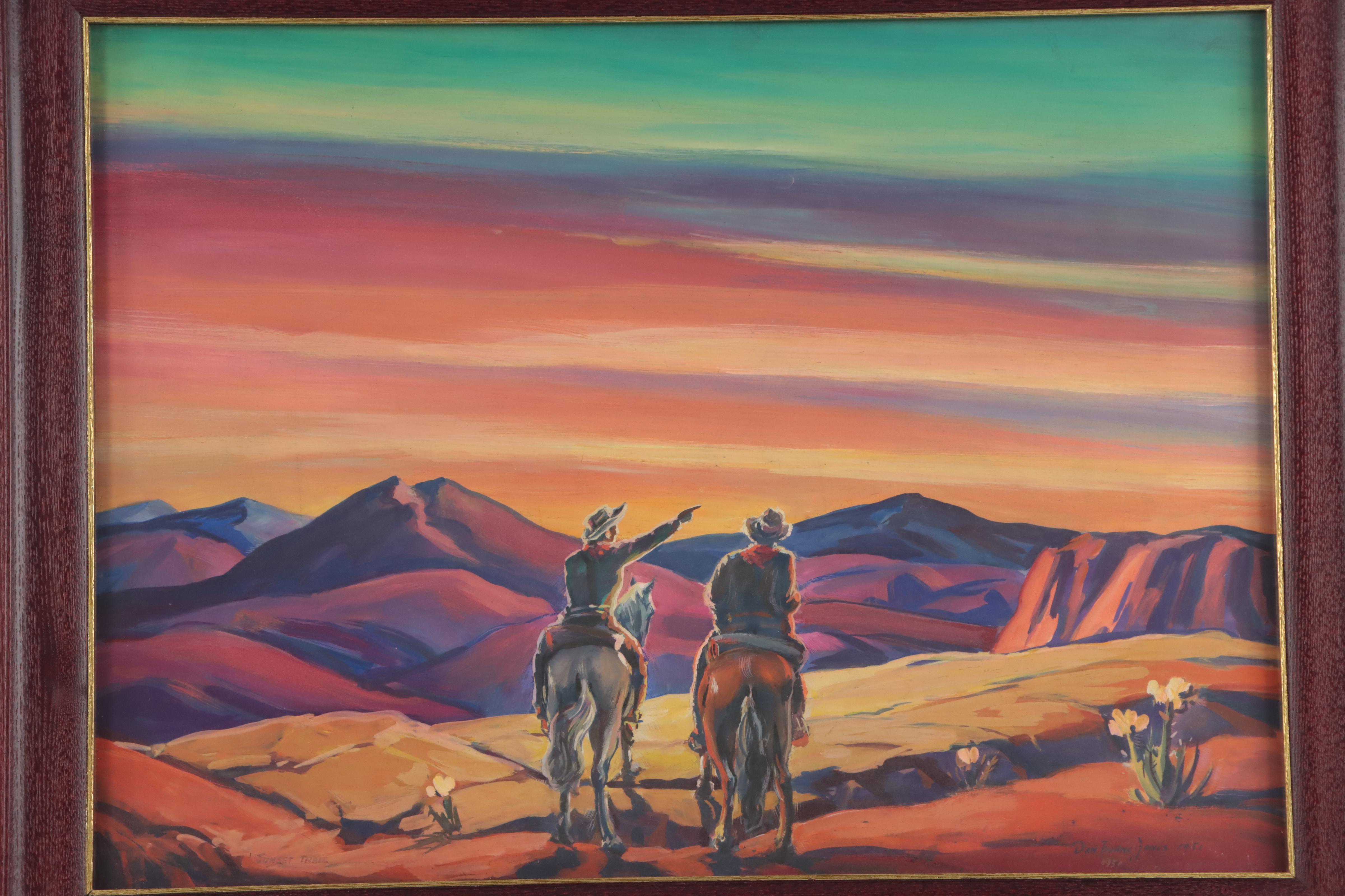 Dan Burne Jones Gouache Painting of Alpine Landscape "Sunset Trail ...