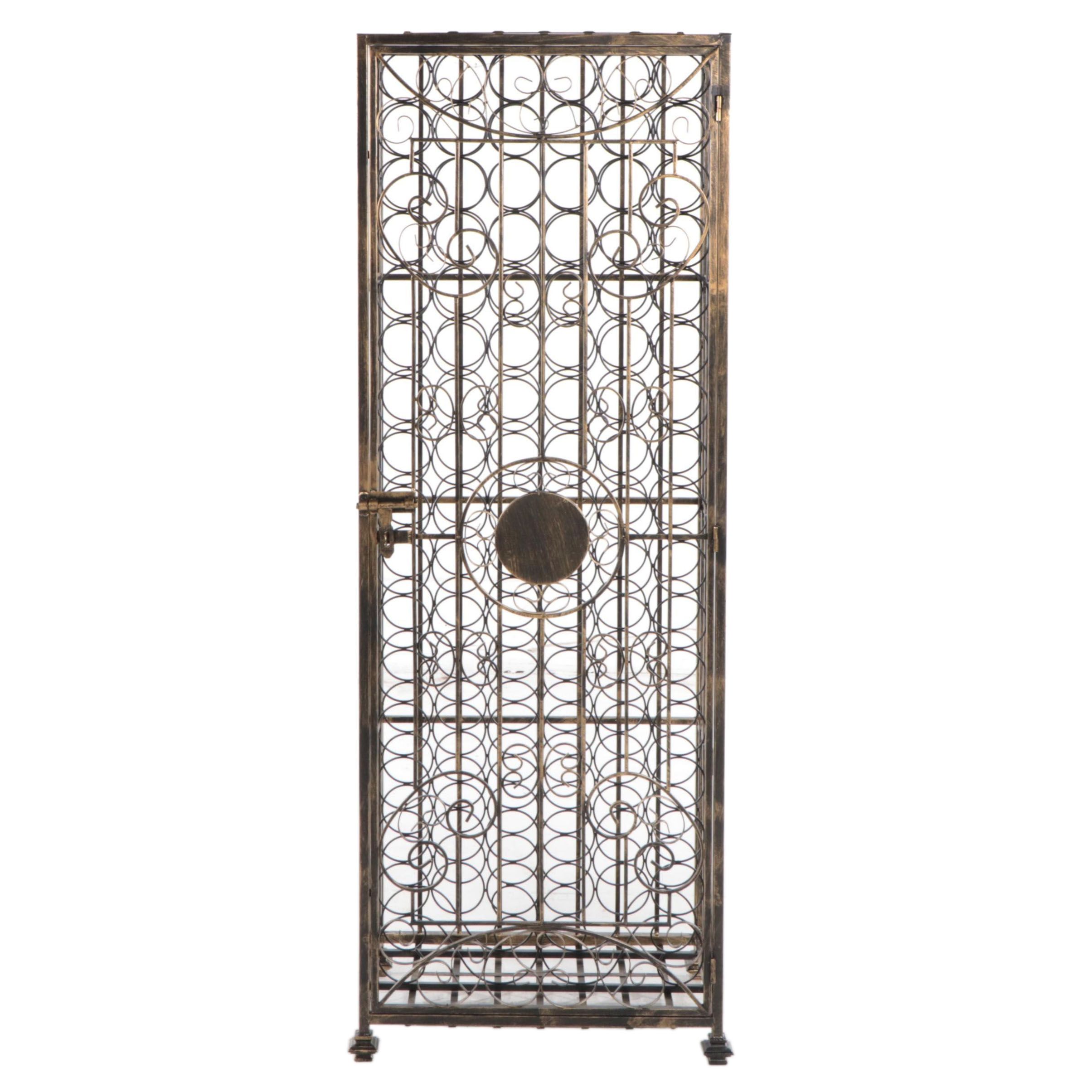 Contemporary Gilt Metal Ninety-Six Bottle Wine Cage | EBTH