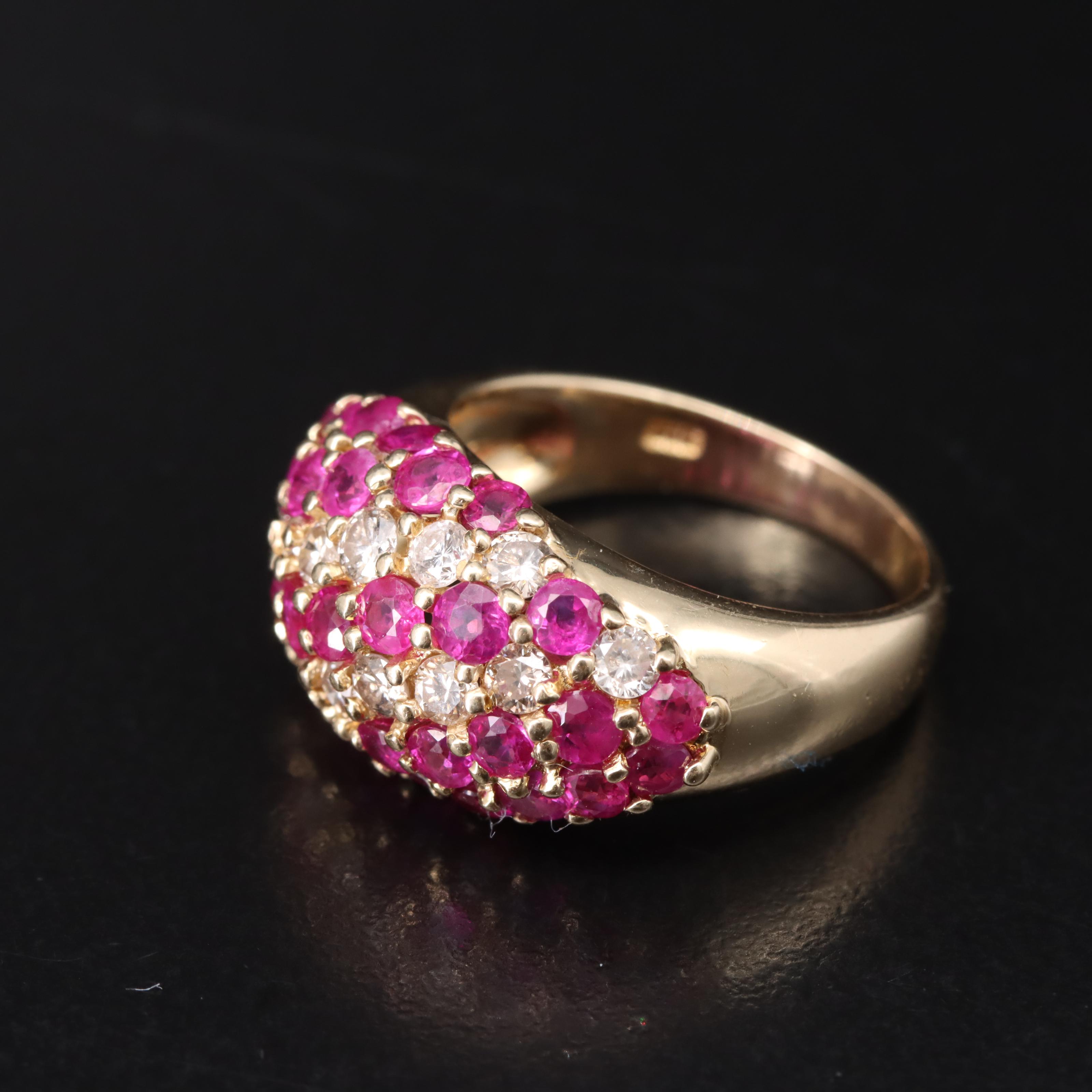 14K Diamond and Ruby Dome Ring | EBTH