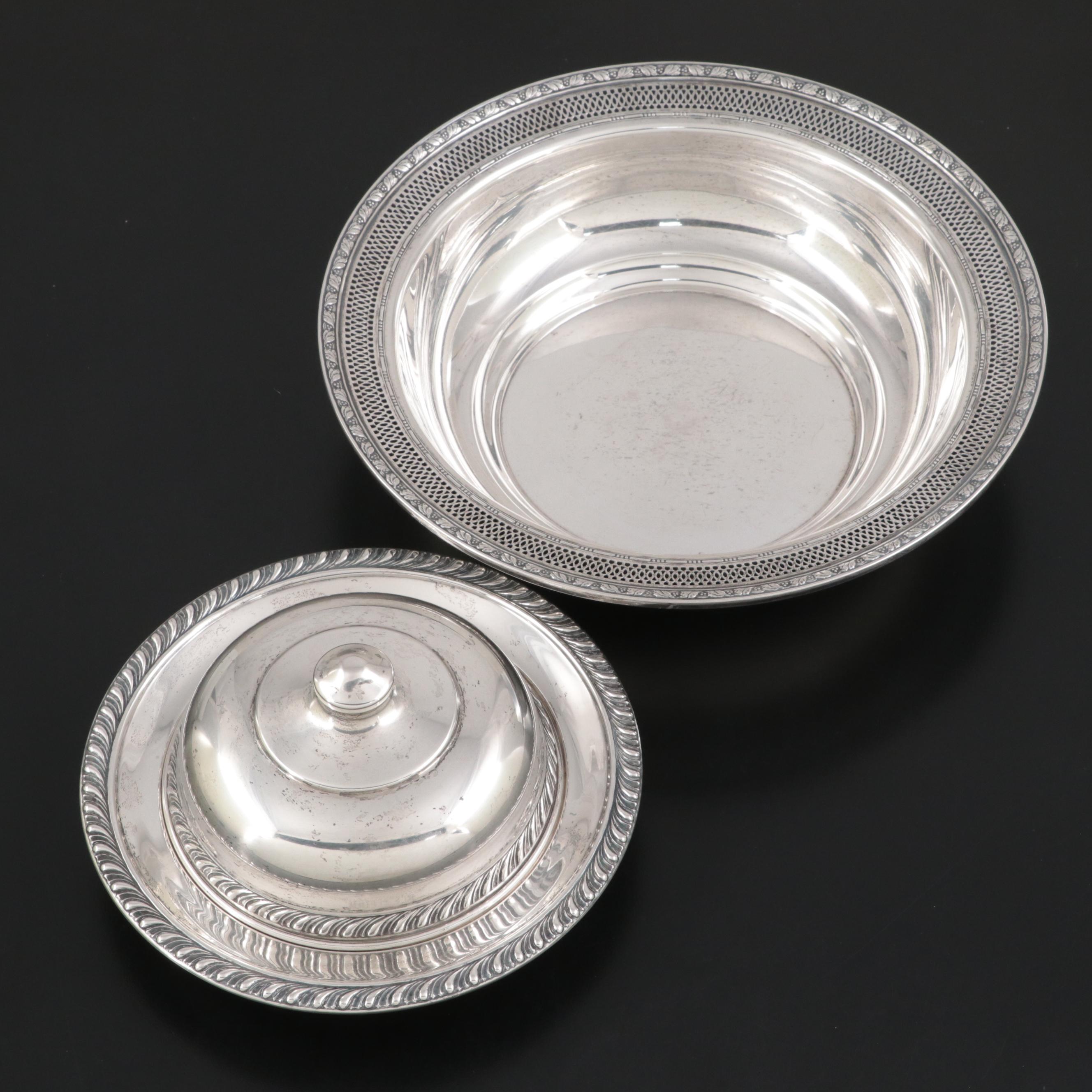 Watson Reticulated Sterling Silver Bowl with Manchester Sterling Butter ...