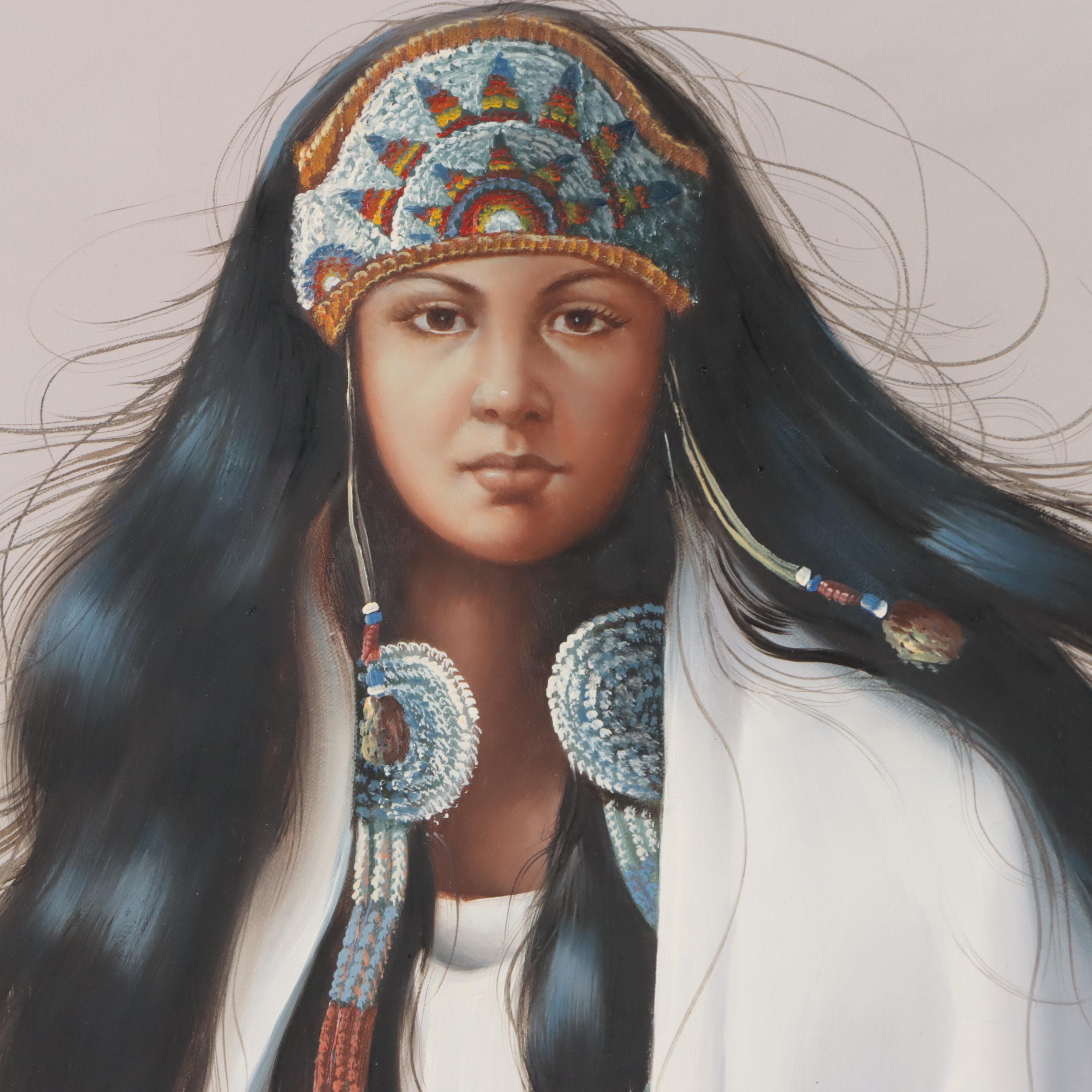 Portrait Oil Painting of Native American Woman | EBTH