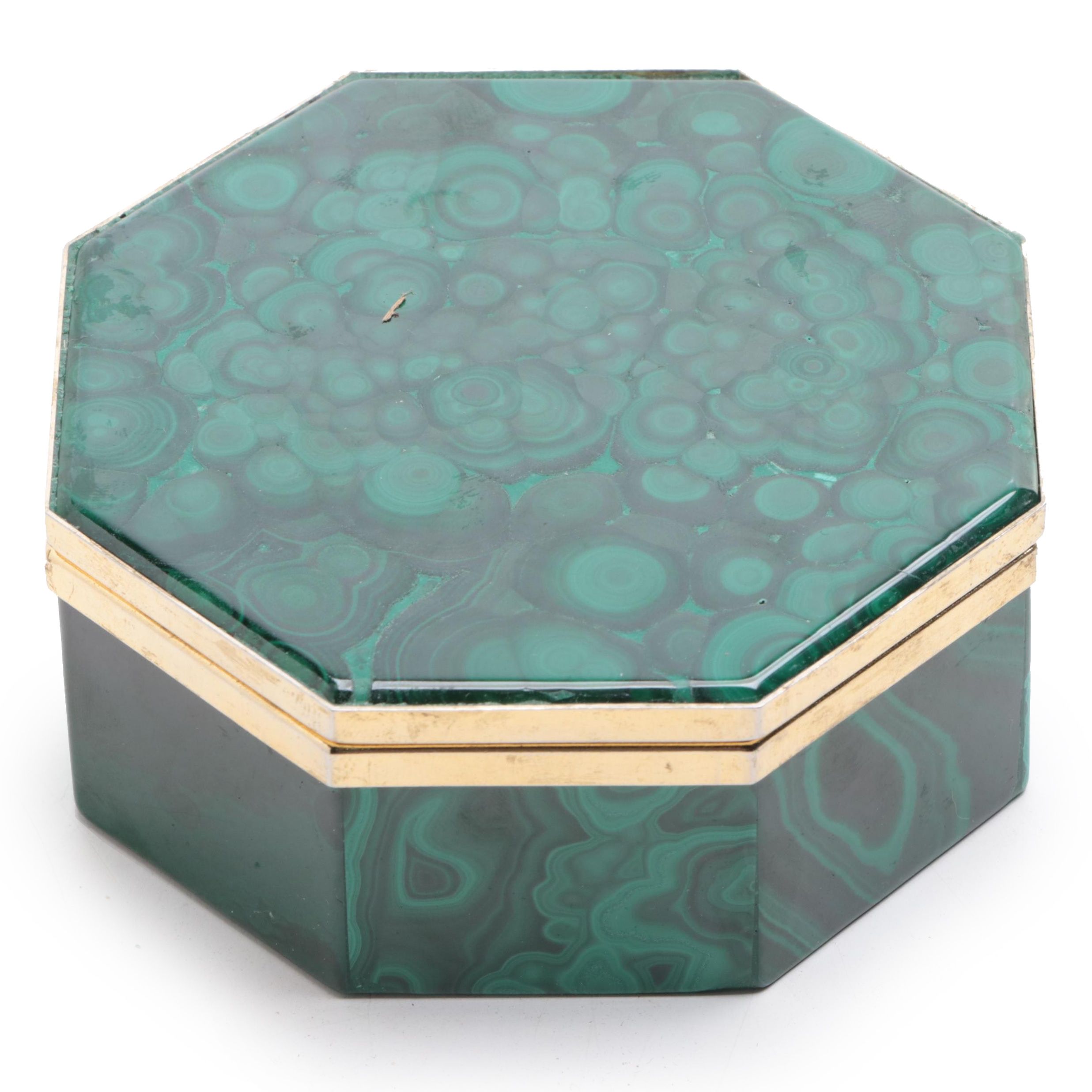Handcrafted Malachite Decorative Trinket Box | EBTH