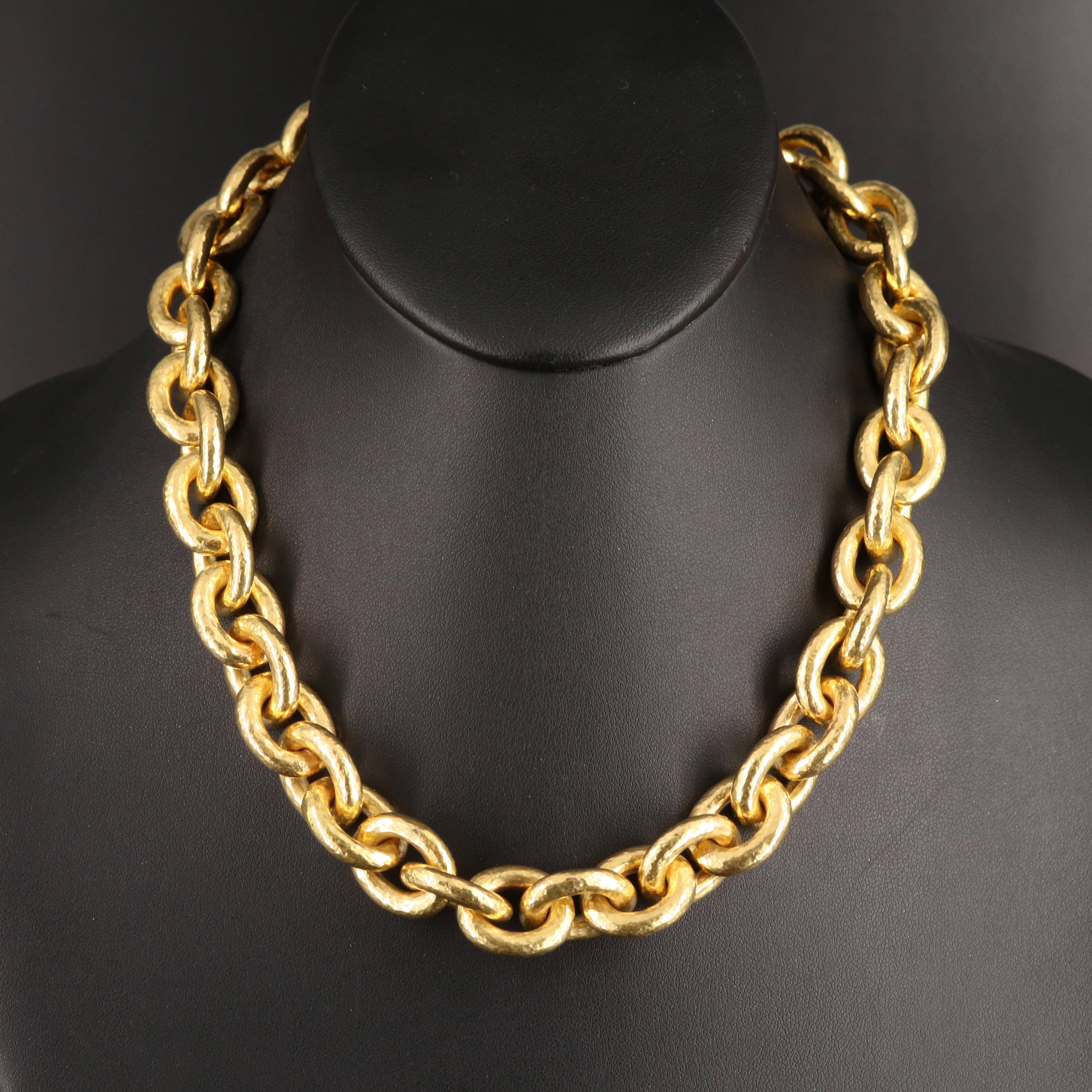 Elizabeth Locke 19K Hammered Cable Link Necklace | Everything But The House