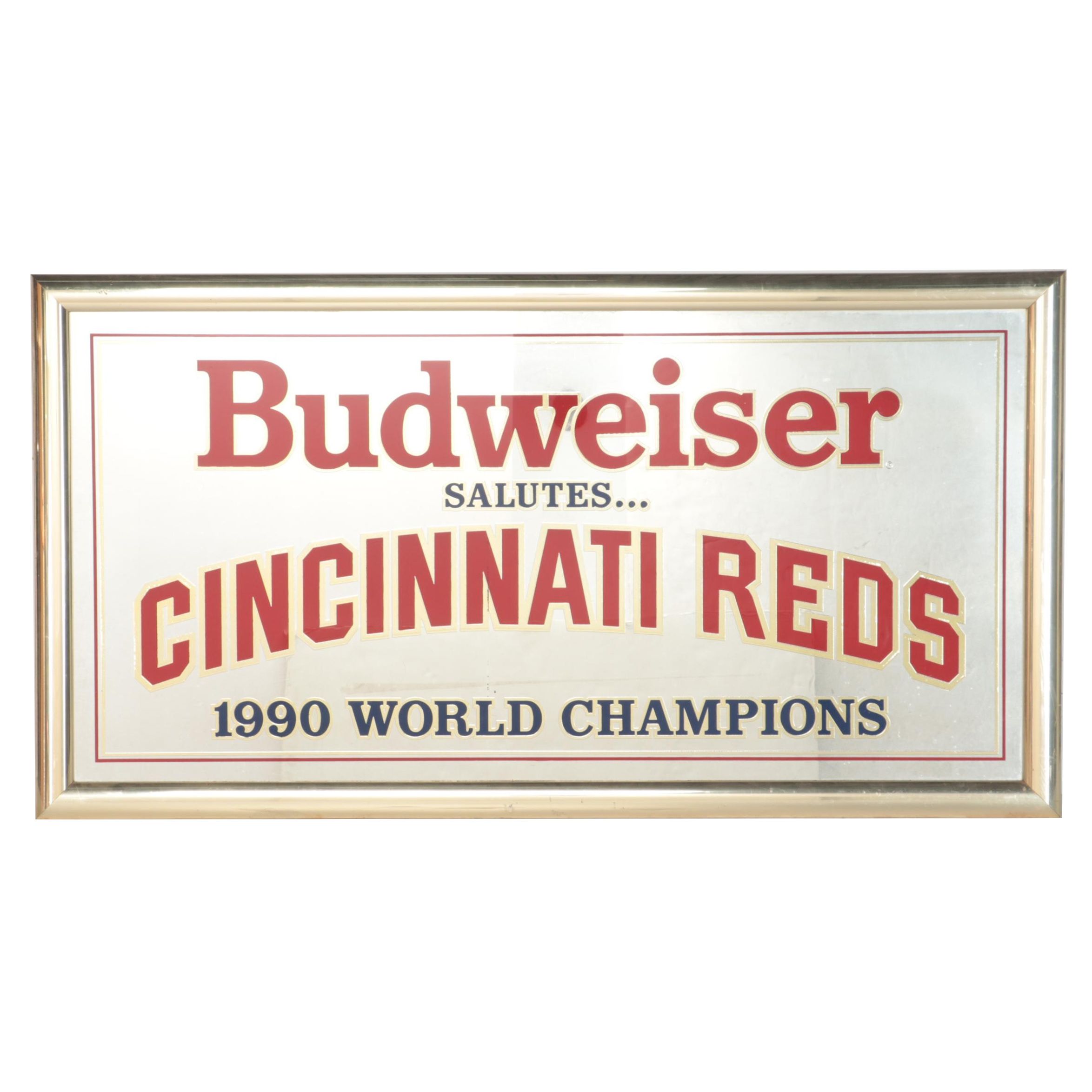 1990 World Champions Cincinnati Reds Budweiser Metal Sign | EBTH