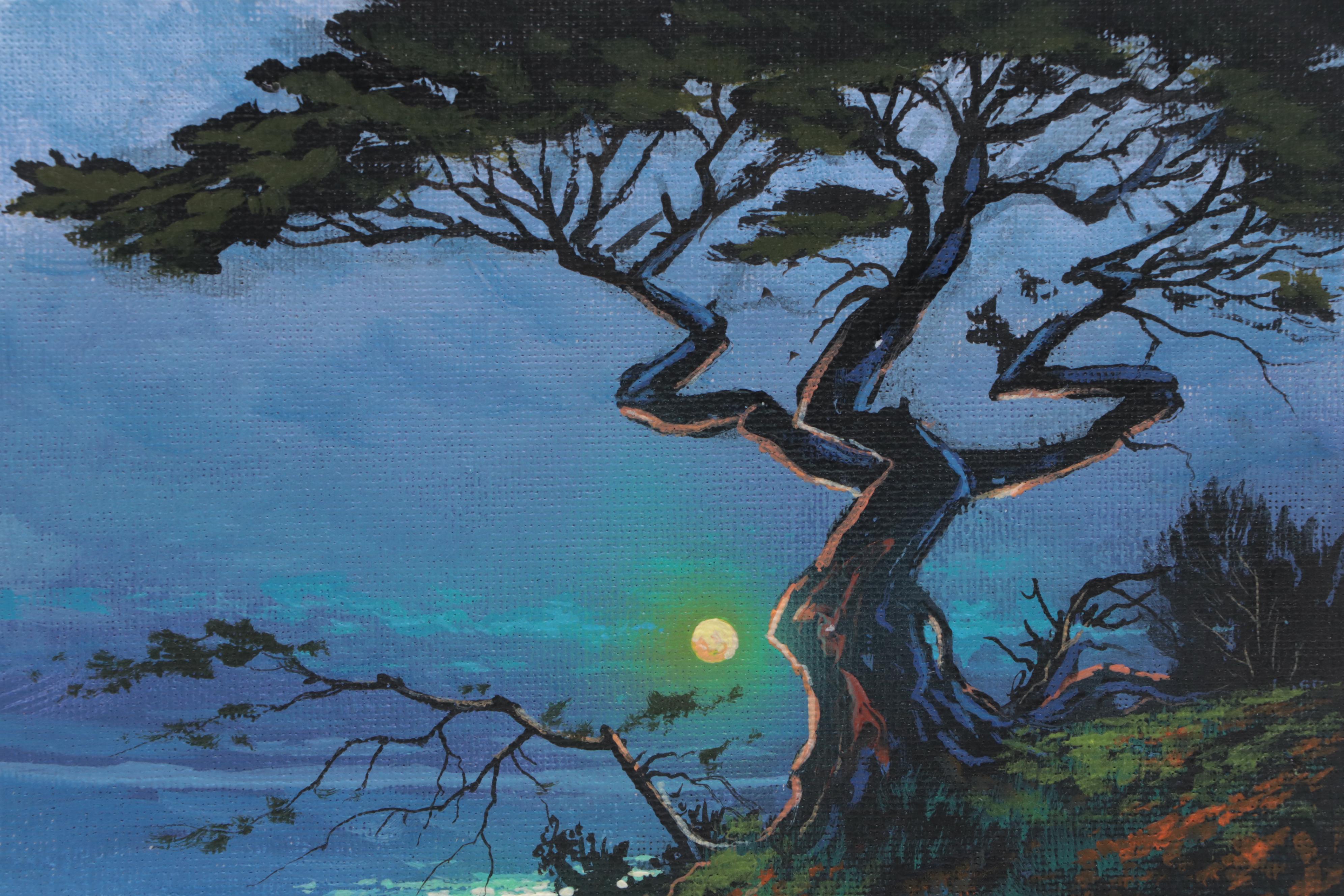 Douglas “Bumo” Johnpeer Landscape Oil Painting "Evening Cypress," 2023 ...