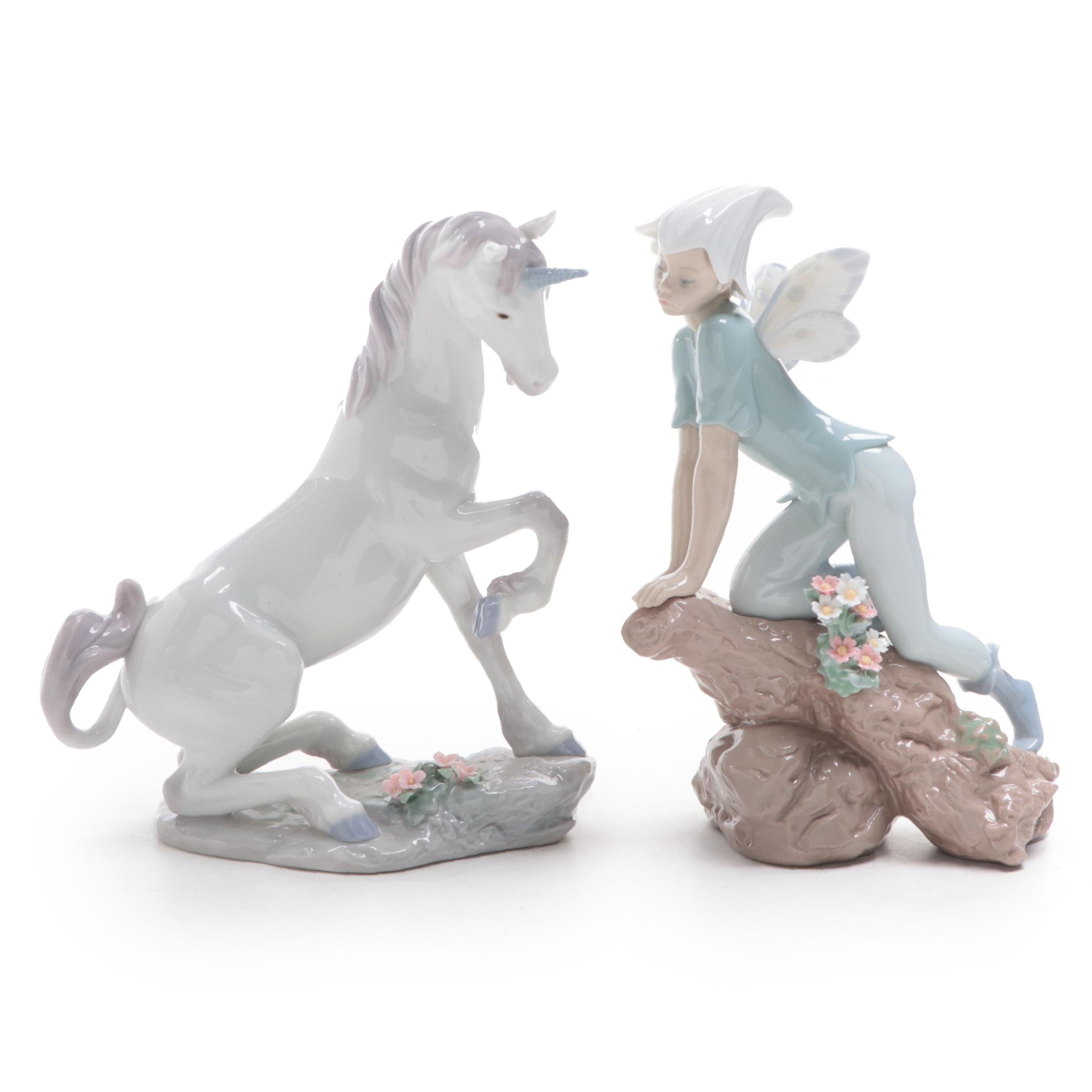 Lladró Privilege "Magical Unicorn" and "Prince of the Elves" Porcelain ...