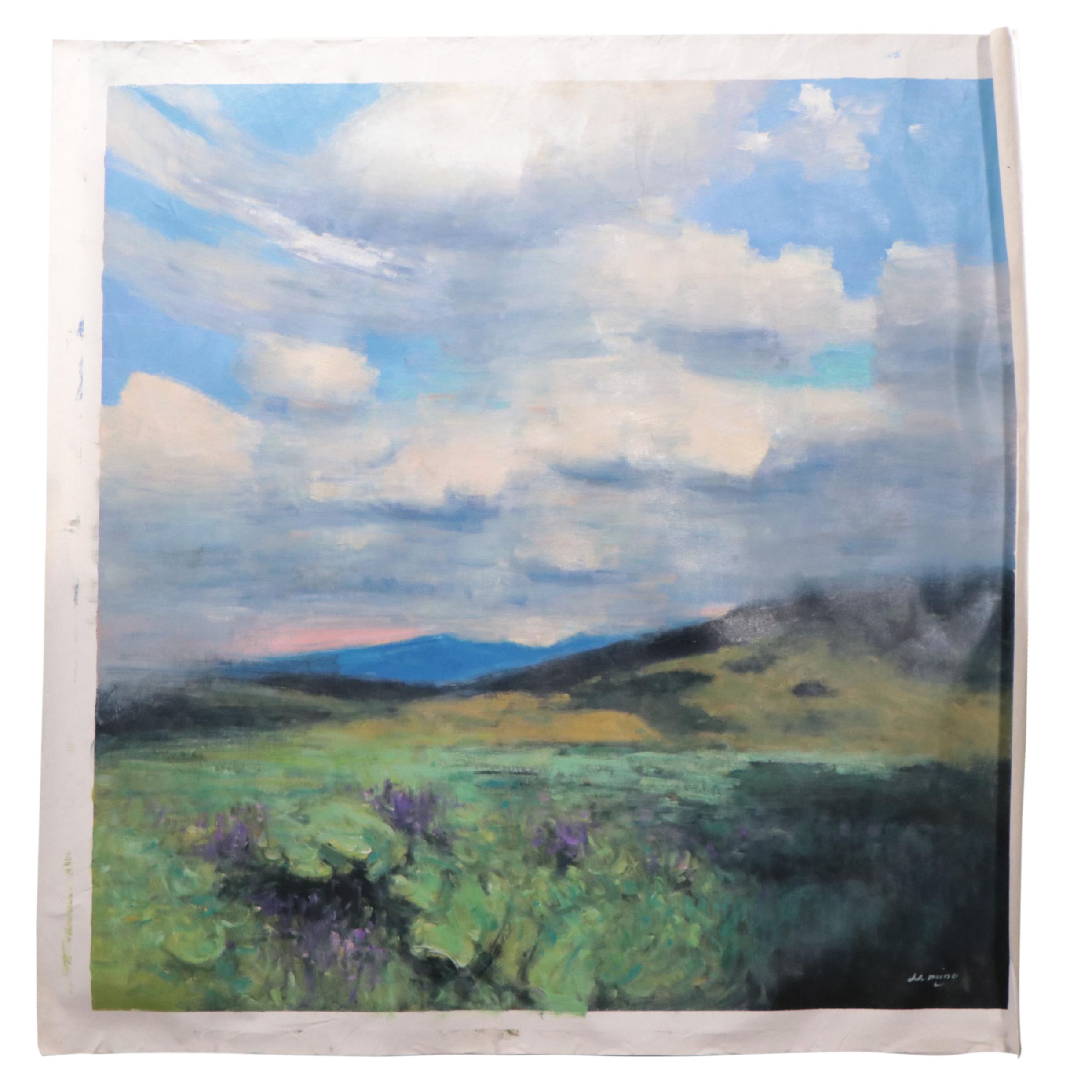 N. Ming Landscape With Mountains Oil Painting | EBTH