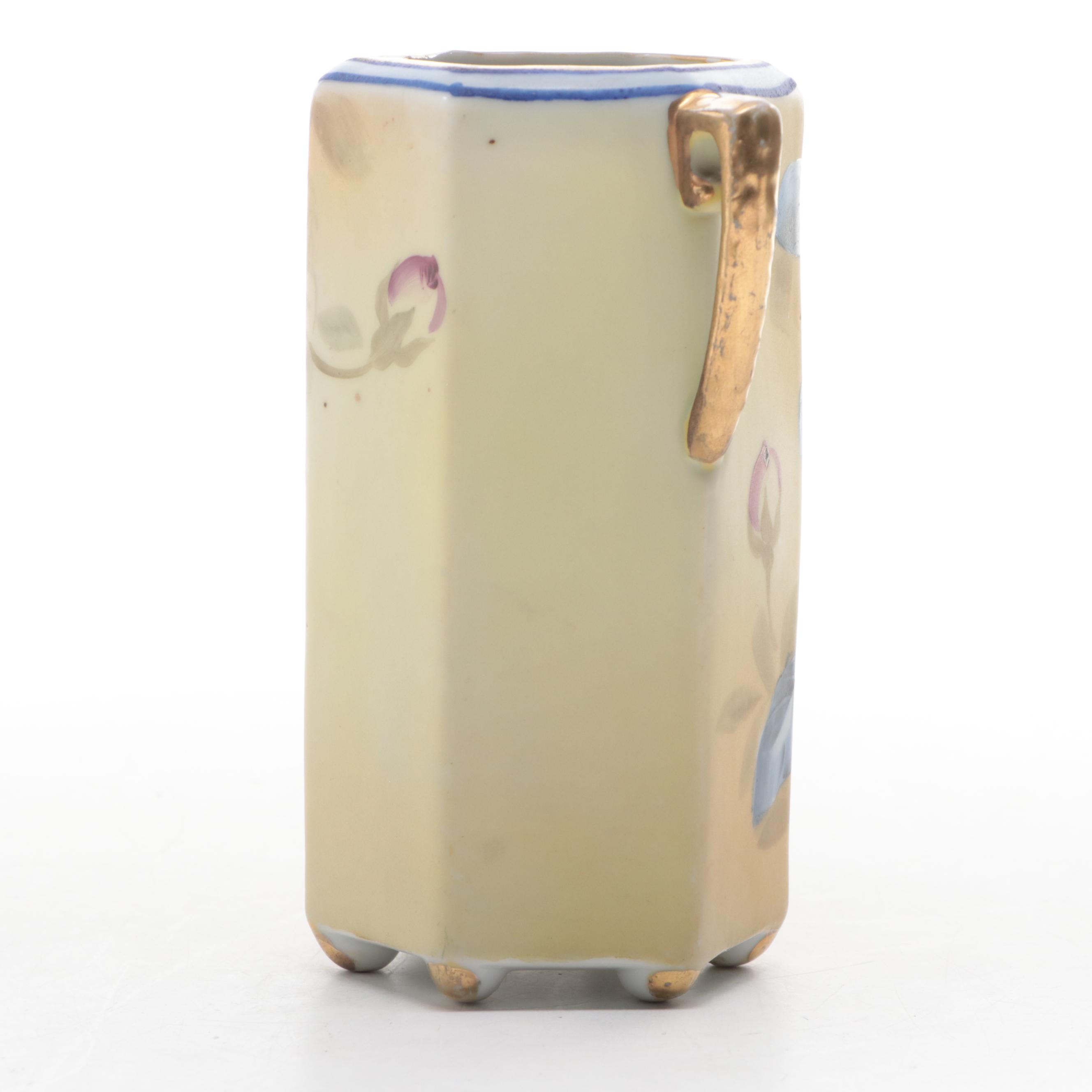 Morimura Bros. Nippon Porcelain Vase with Other Blue Glazed Pottery ...