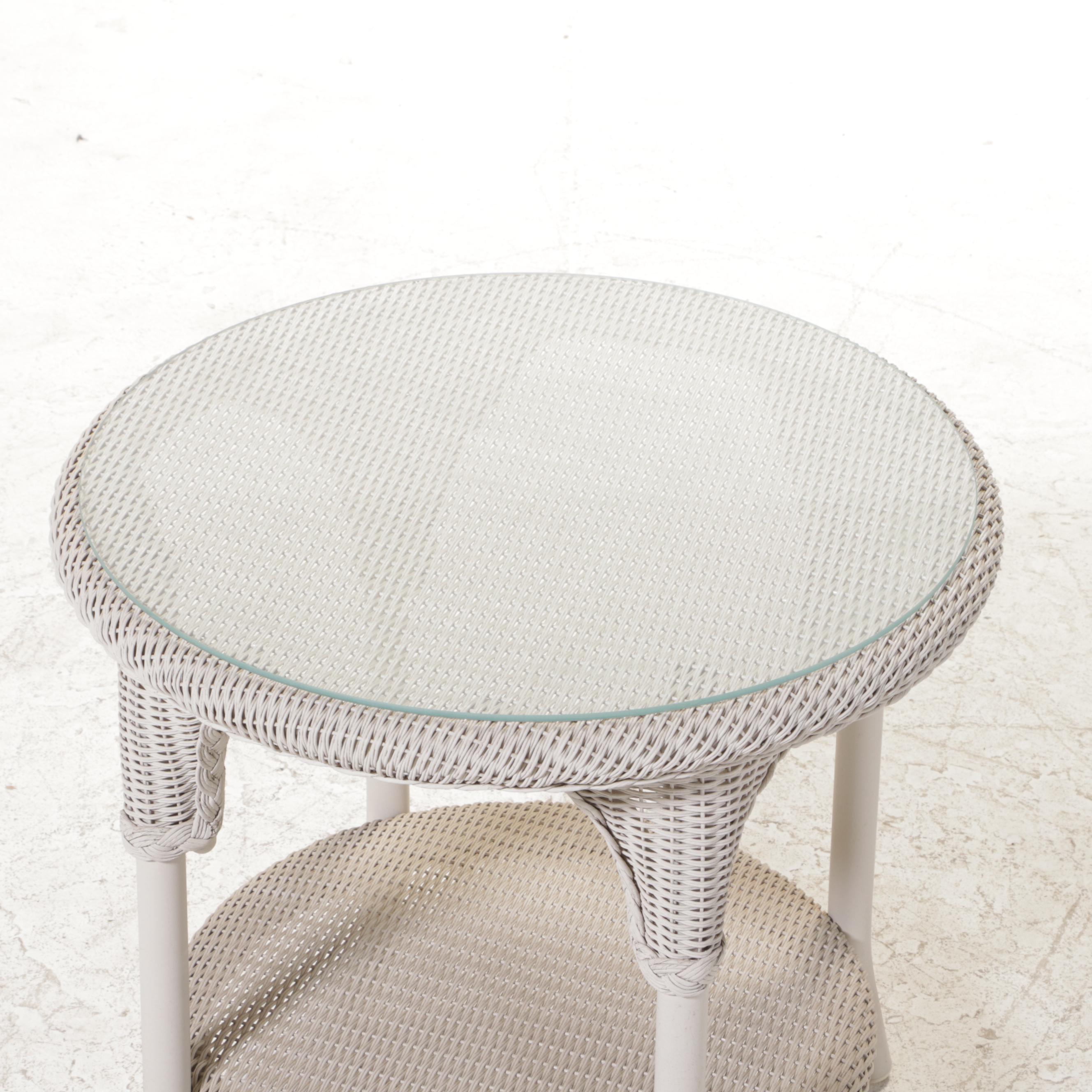 Three Lloyd/Flanders Lloyd Loom Wicker Patio Side Tables | EBTH
