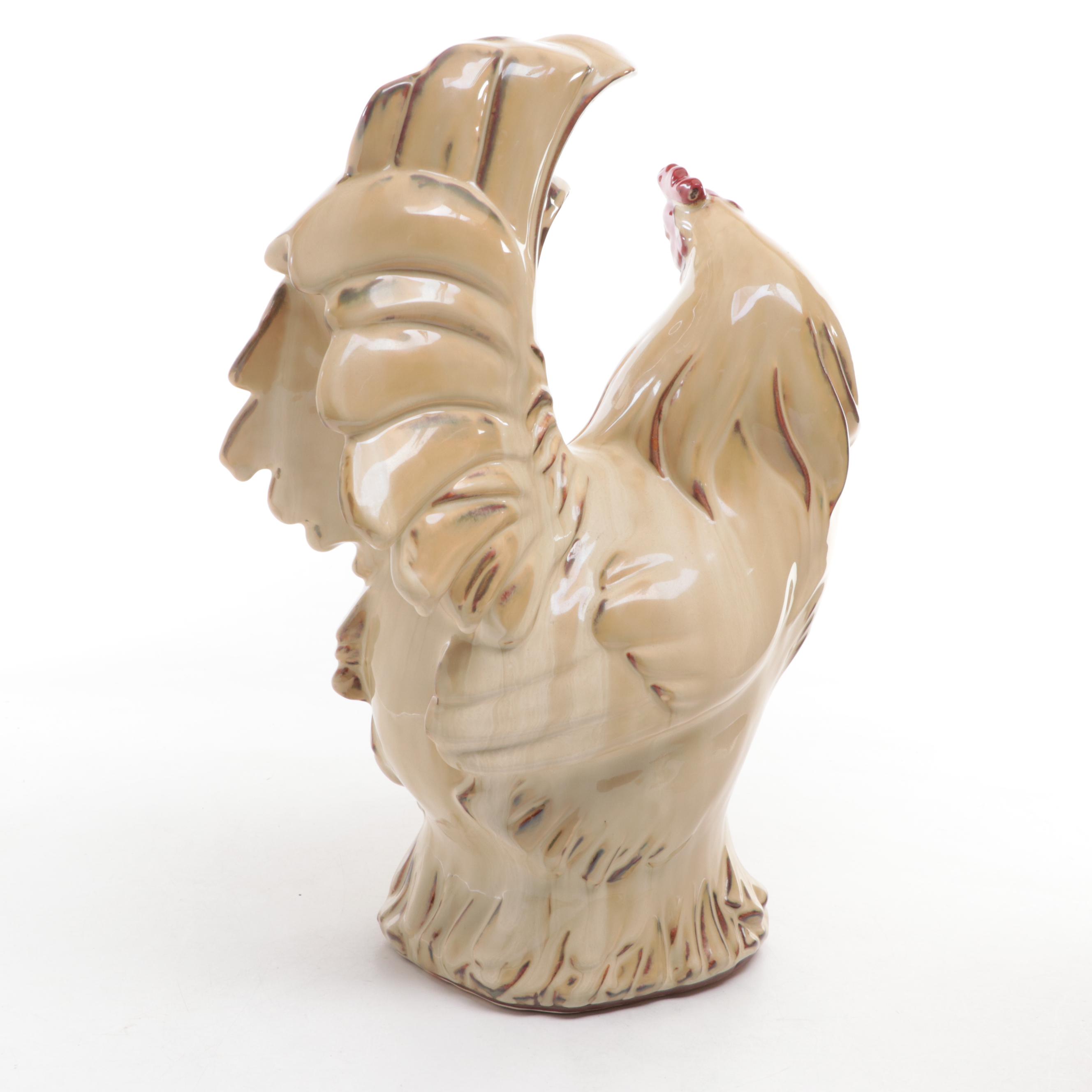 Italian Ceramic Covered Urn Vase with Chicken Centerpiece Figurines | EBTH