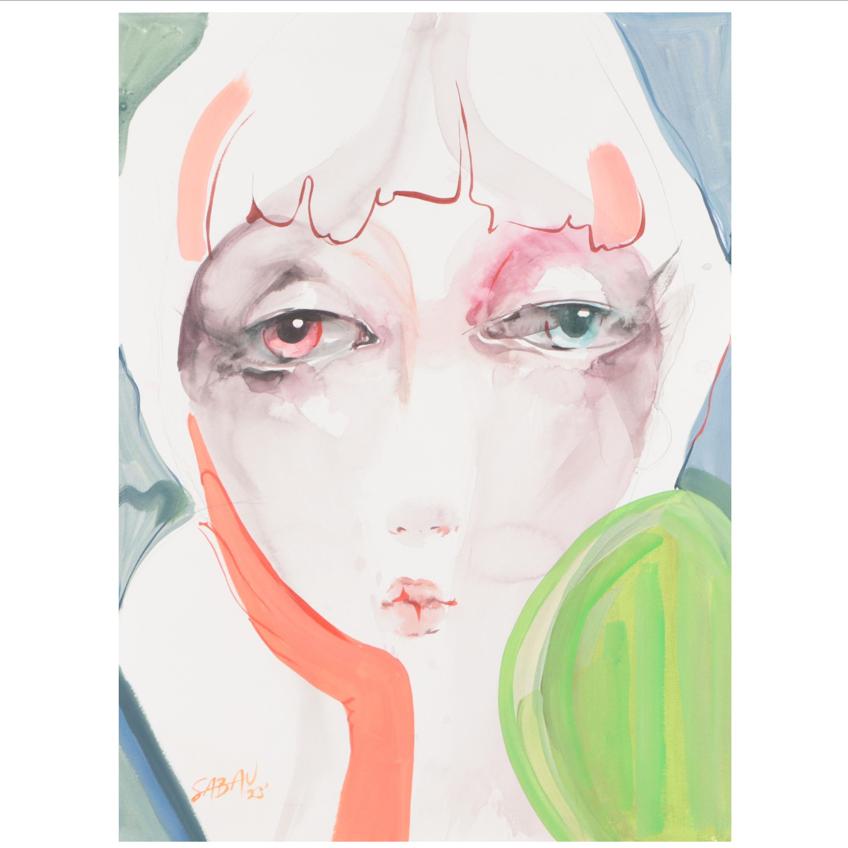 Dan Sabau Watercolor Painting "Model in Pose," 2023 | EBTH