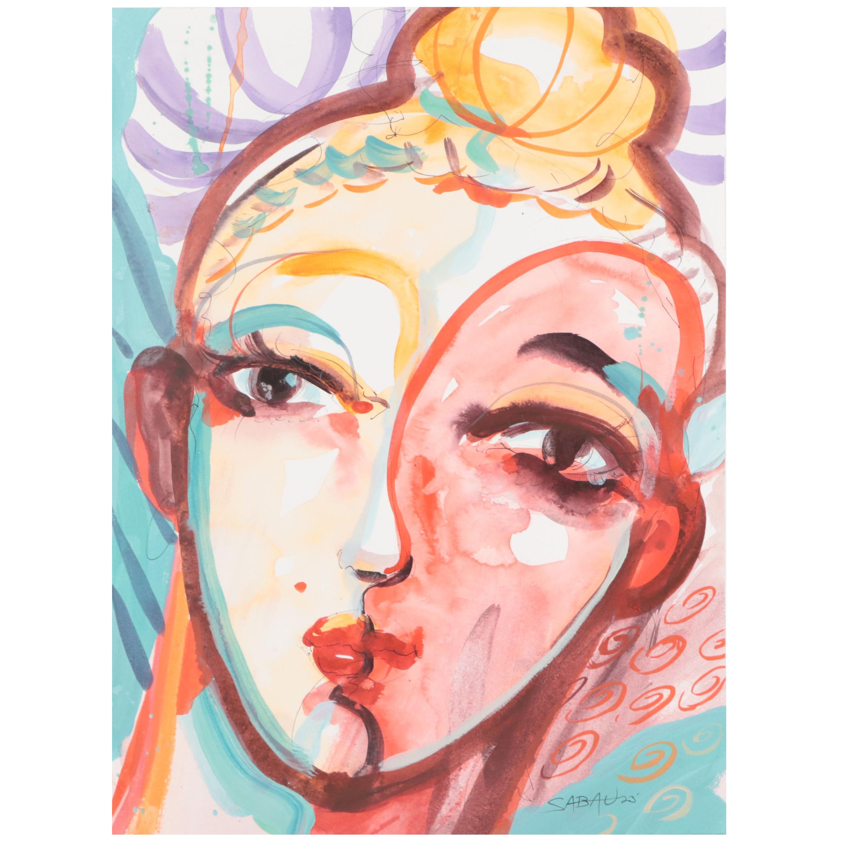 Dan Sabau Watercolor Painting "Tropical Dancer," 2023 | EBTH