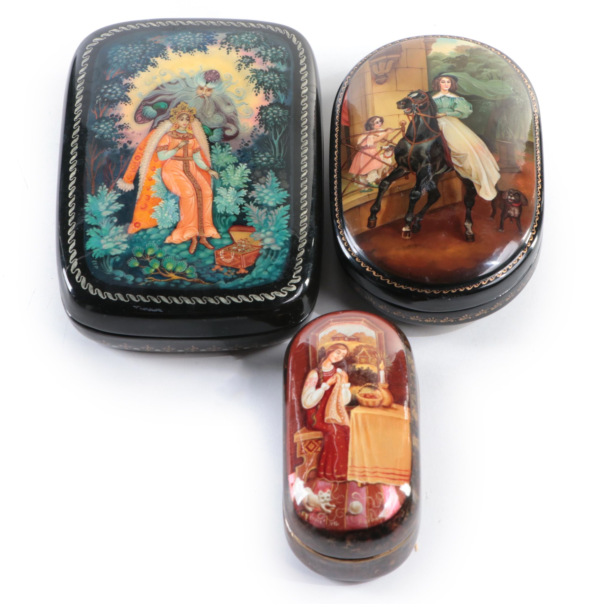 Russian Hand-Painted Lacquerware Fairy Tale Boxes | EBTH