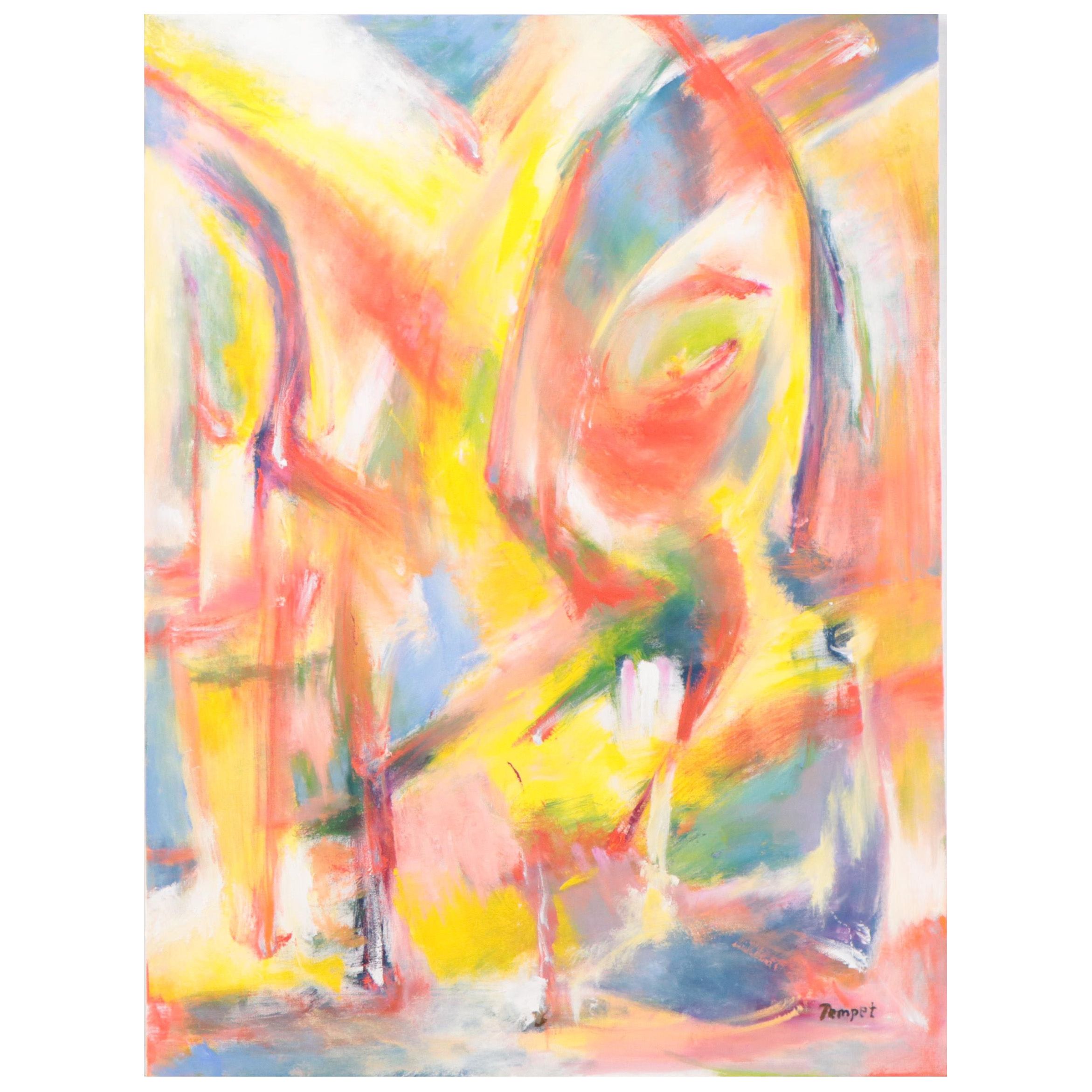 Husidio John Tempest Abstract Expressionist Oil Painting "Adolescence ...