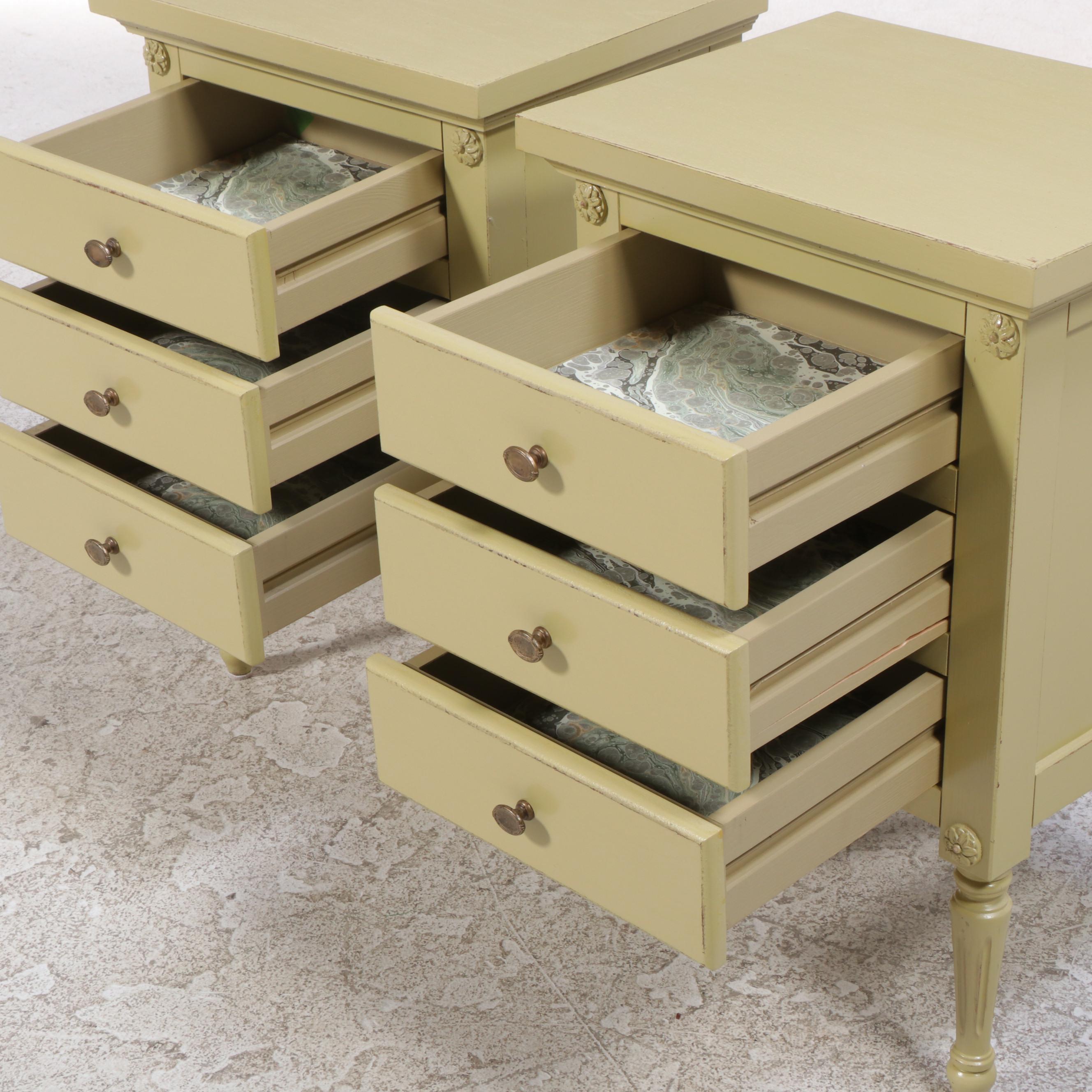 Pair of Ballard Designs "Casa Florentina" Painted Three-Drawer Side ...