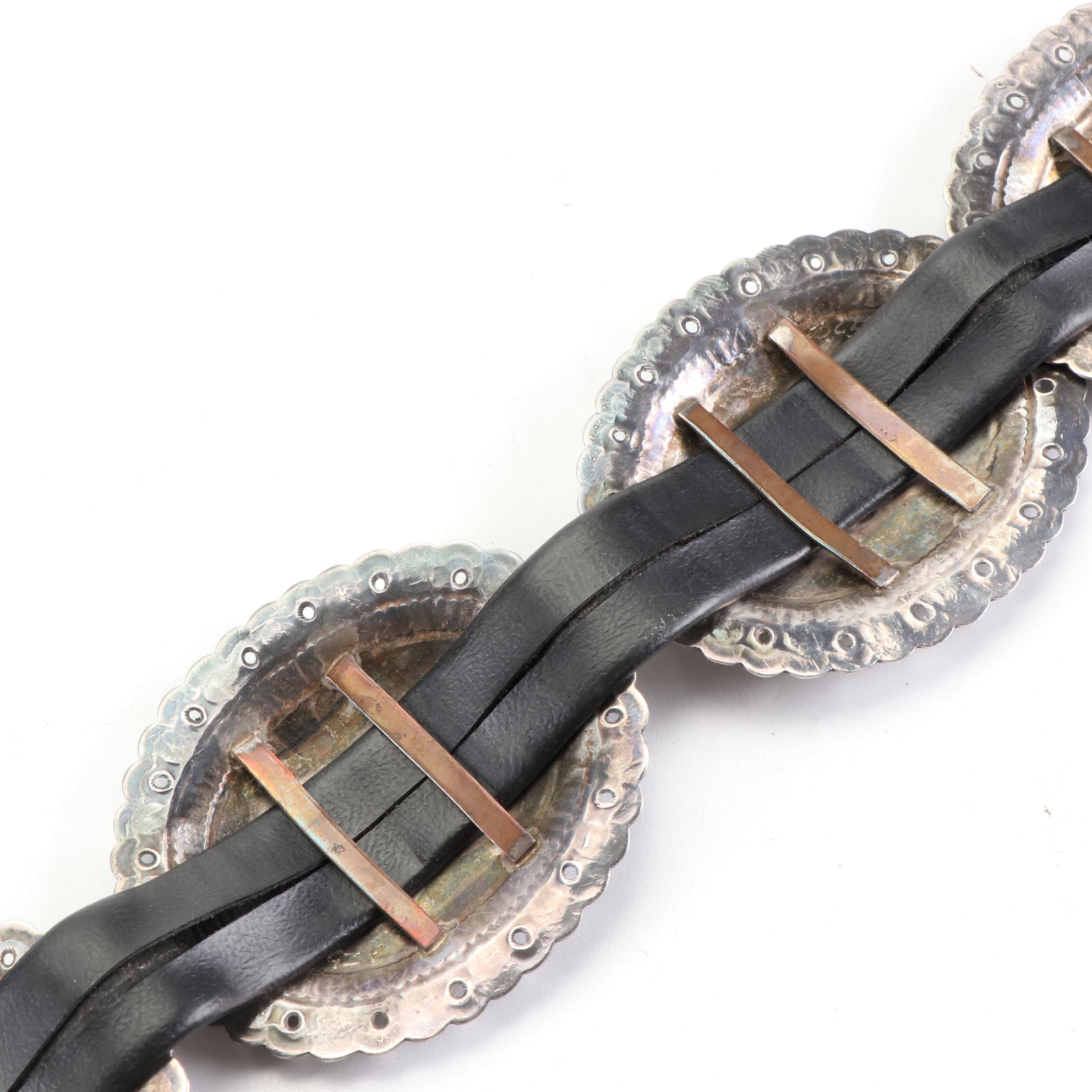 Sterling Silver Third Phase Southwestern Concho Belt with Stamped ...