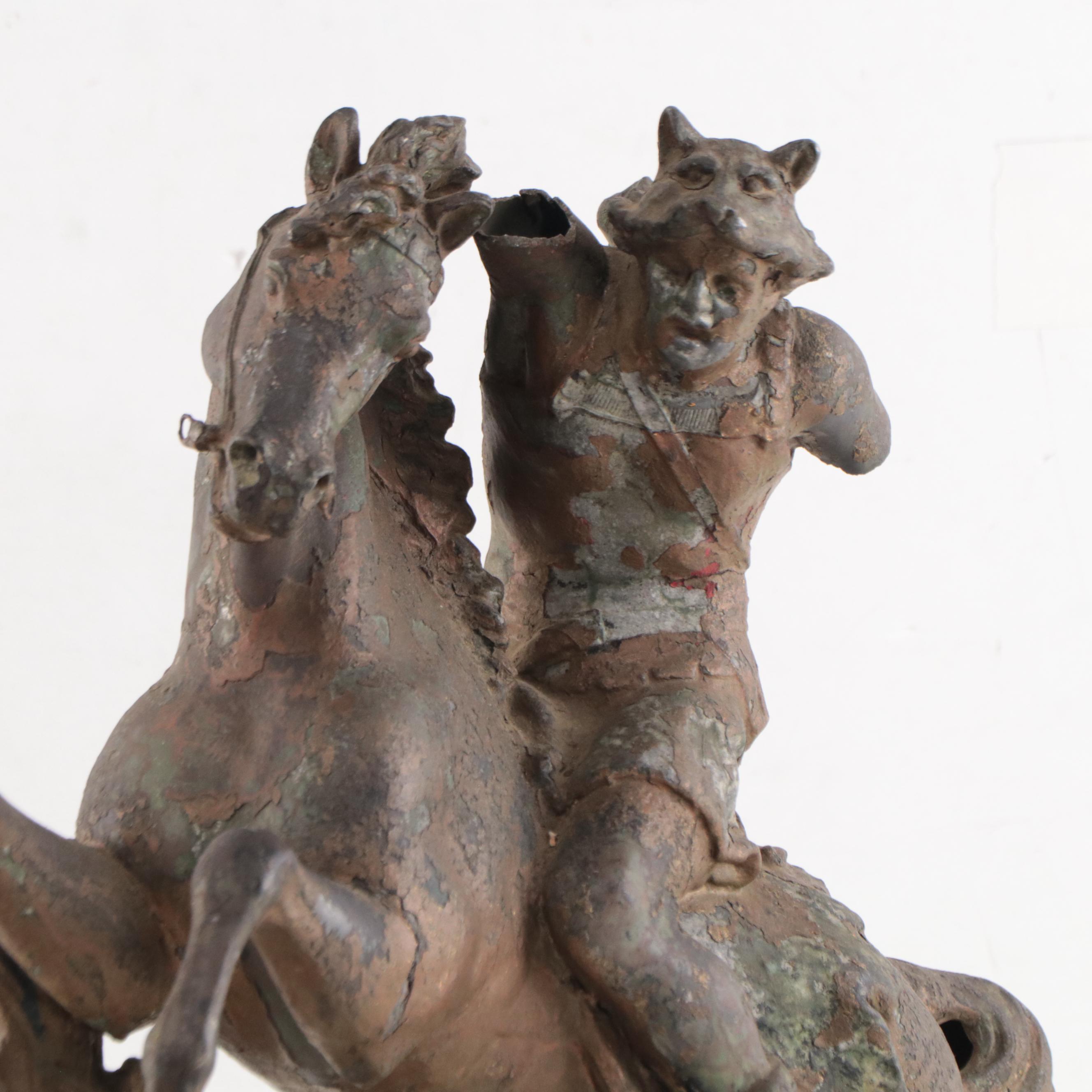 Cast Metal Sculpture of Warrior | EBTH