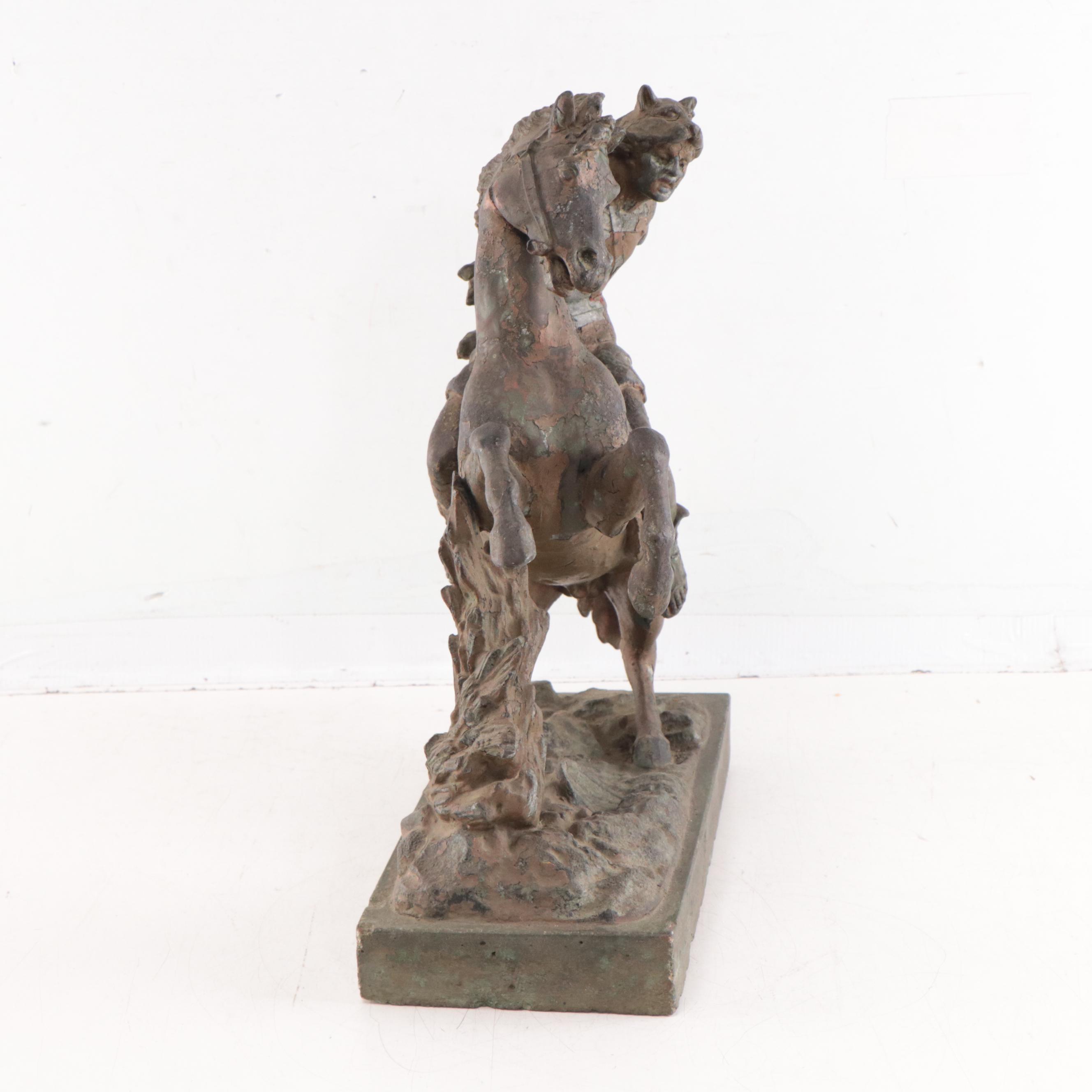 Cast Metal Sculpture of Warrior | EBTH