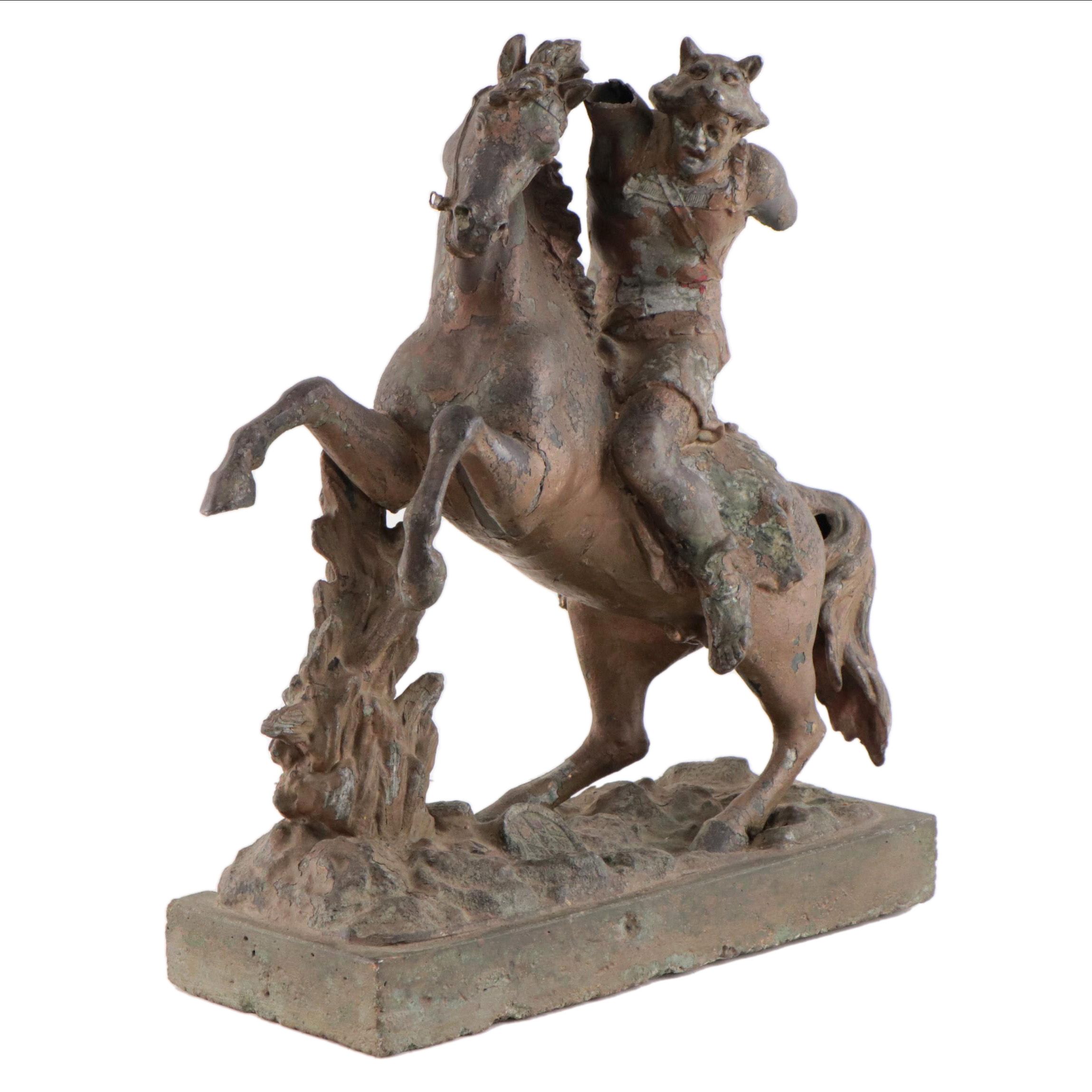 Cast Metal Sculpture of Warrior | EBTH