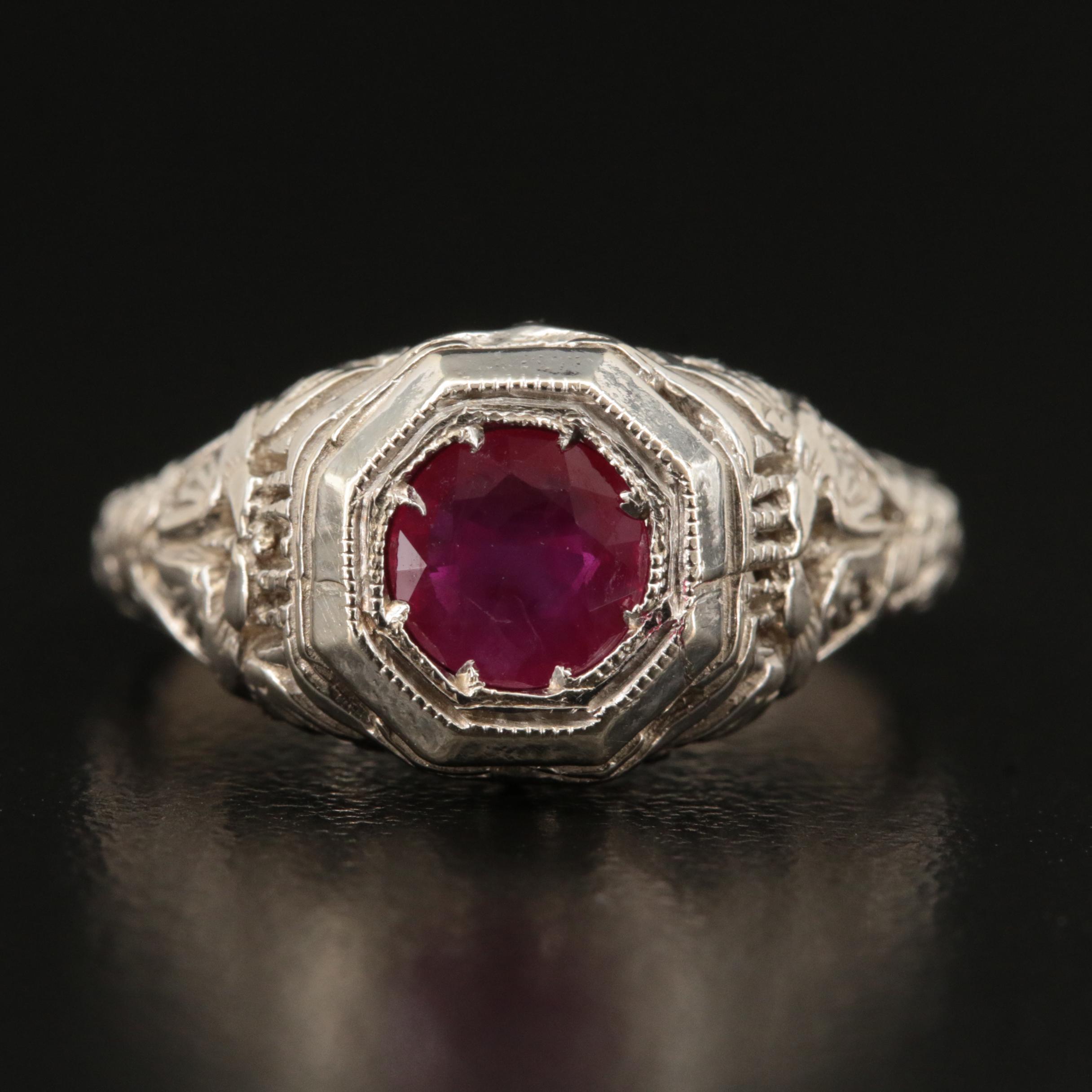 Art Deco 14K Ruby "Lovebirds" Ring | Everything But The House