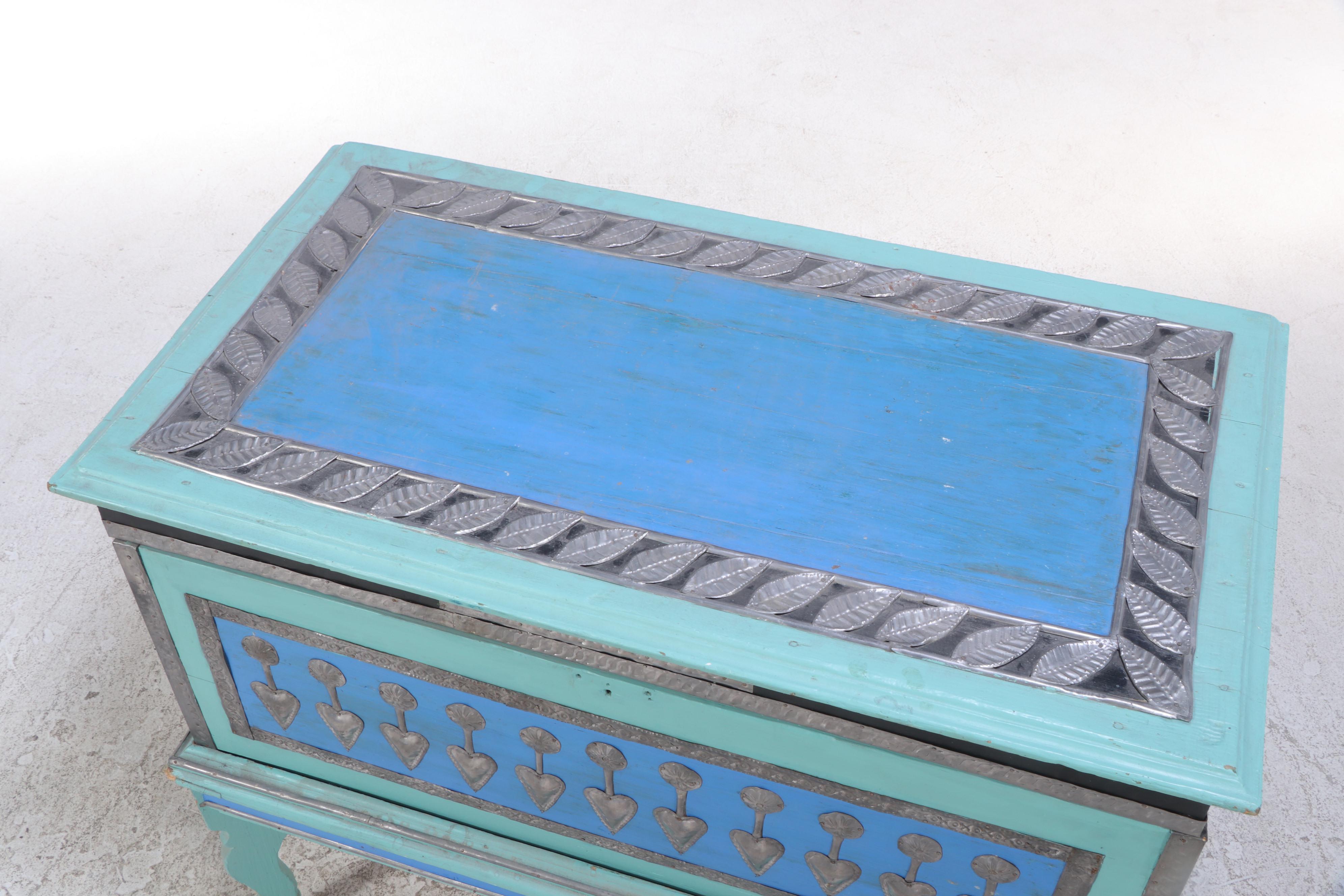 Ford Ruthling Tin-Mounted and Painted Pine Lift-Lid Chest-on-Stand ...