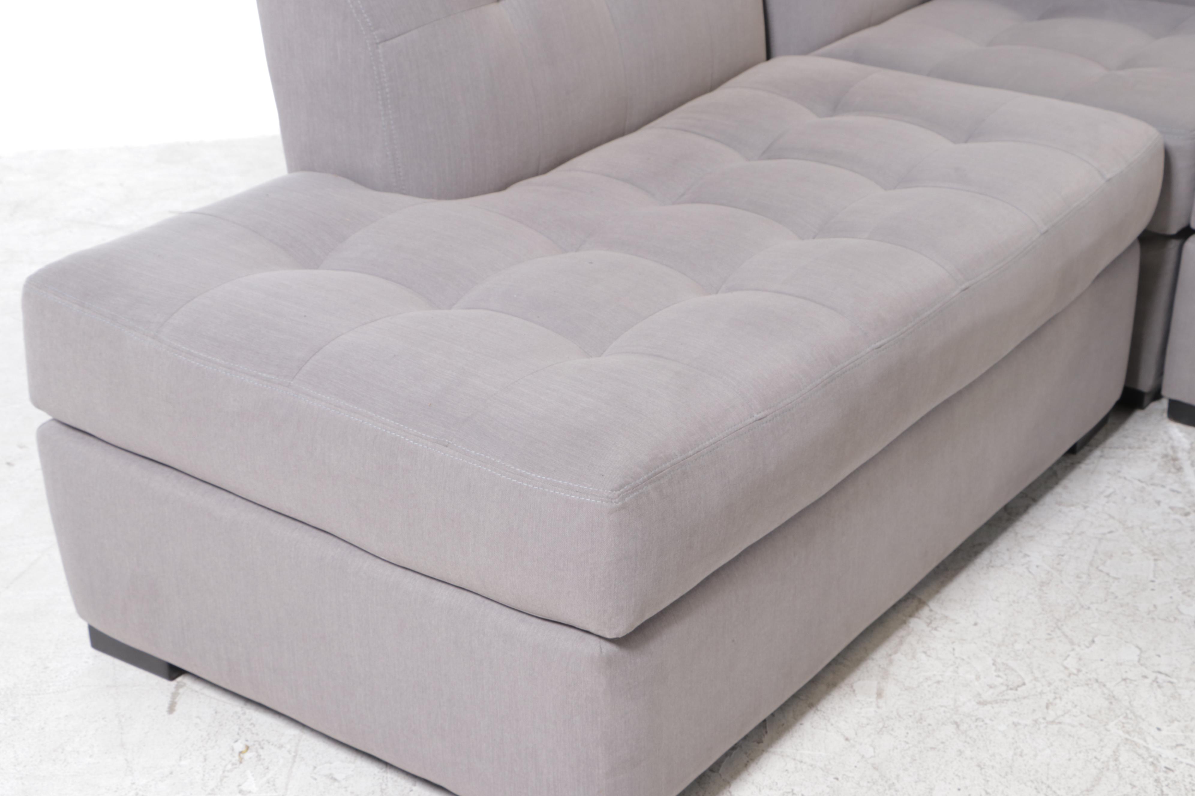 Jonathan Louis Inc Upholstered Sectional Sofa with Ottomans | EBTH