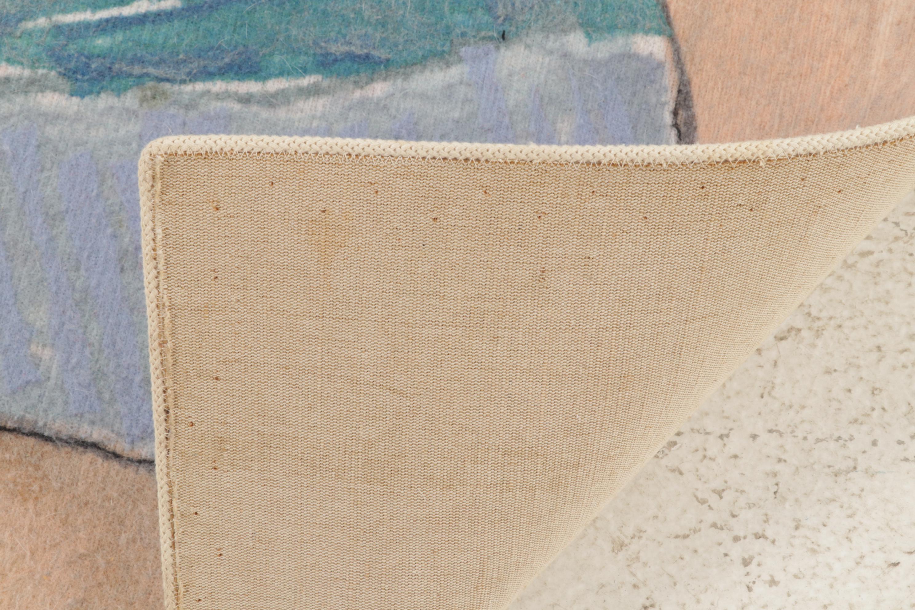 4'3 x 7'1 Machine Made Signed Calman Shemi "A Drawn Sculpture #12" Area ...