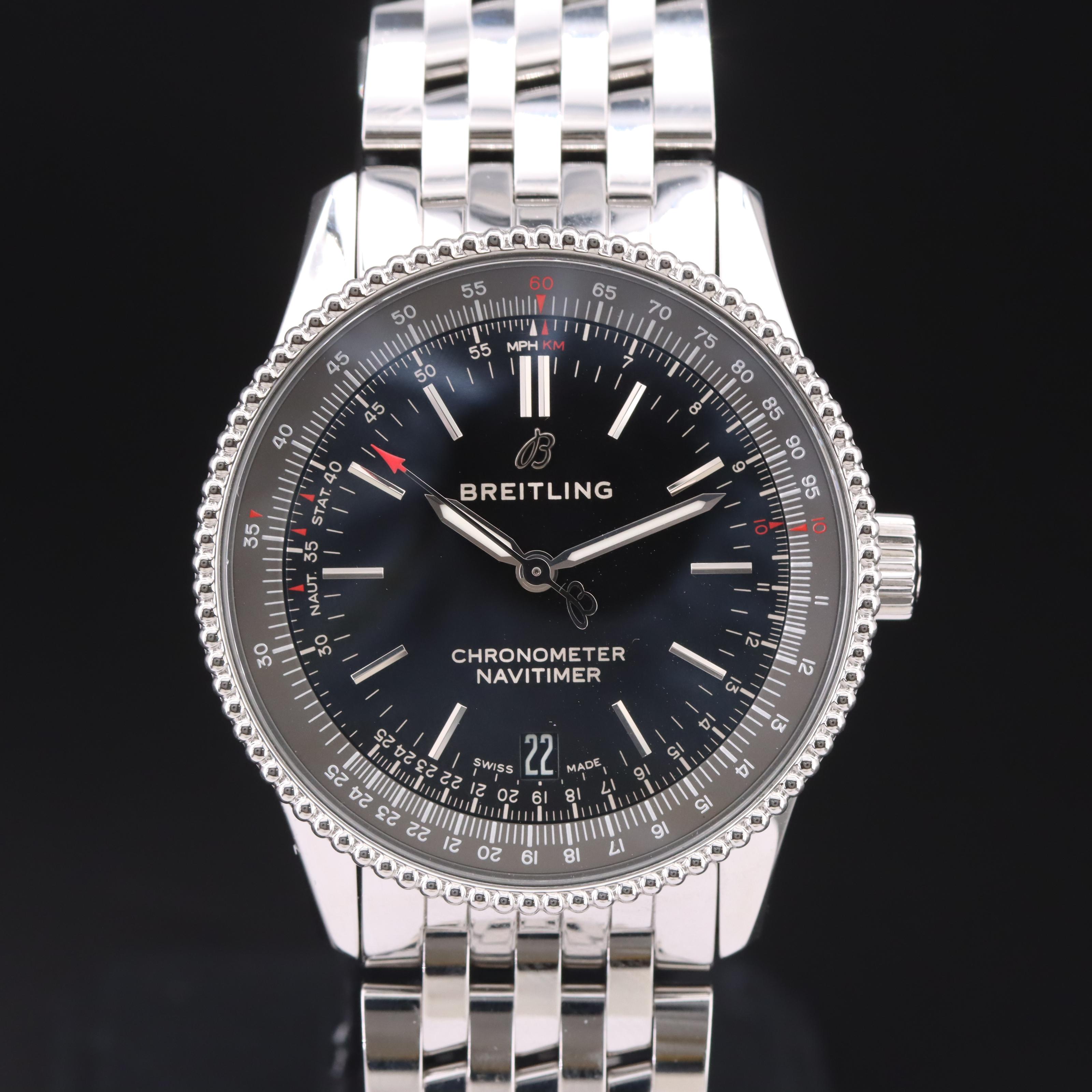 Breitling Navitimer 38 Black Dial Steel Automatic Wristwatch ...