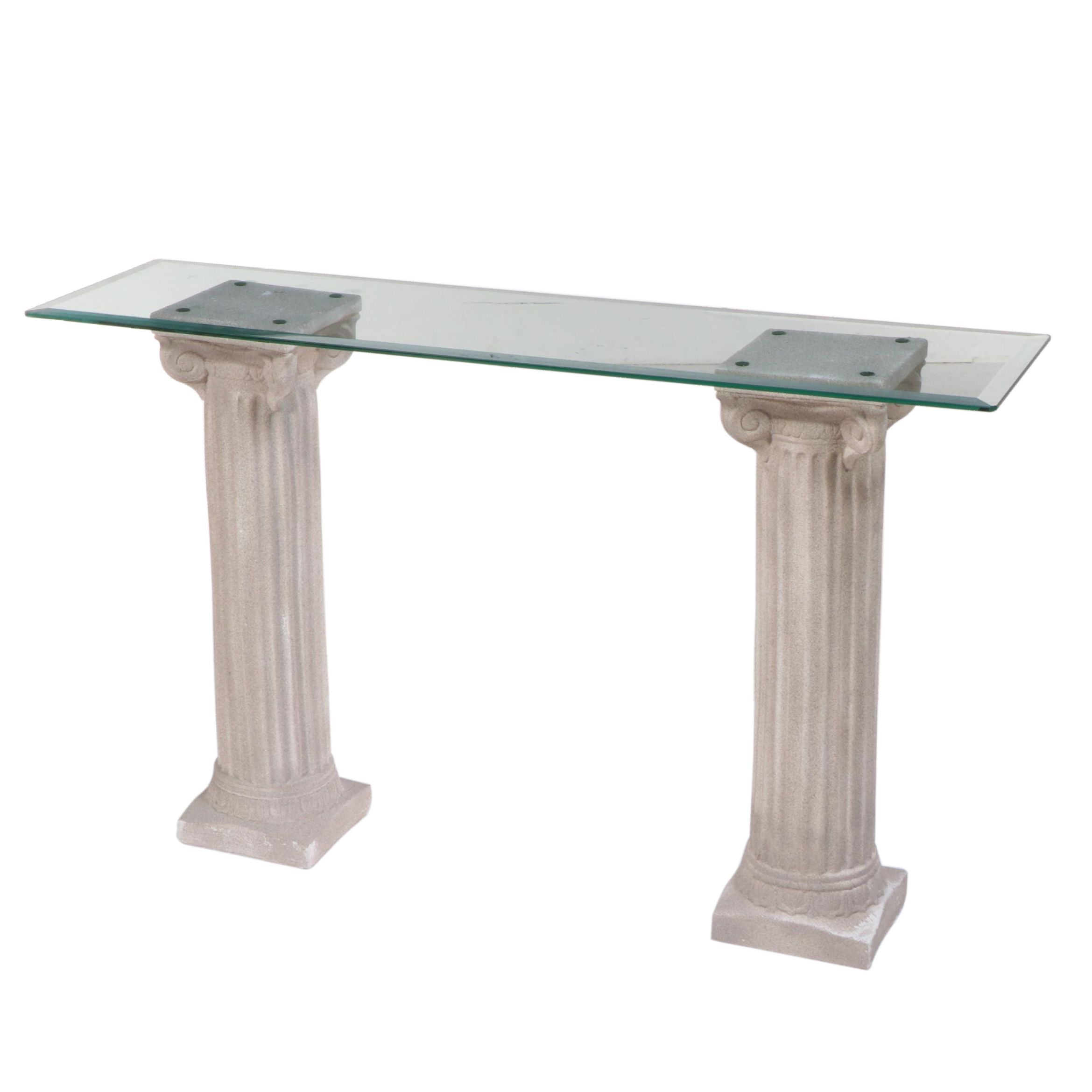 Contemporary Plaster Column and Glass Top Console Table | EBTH