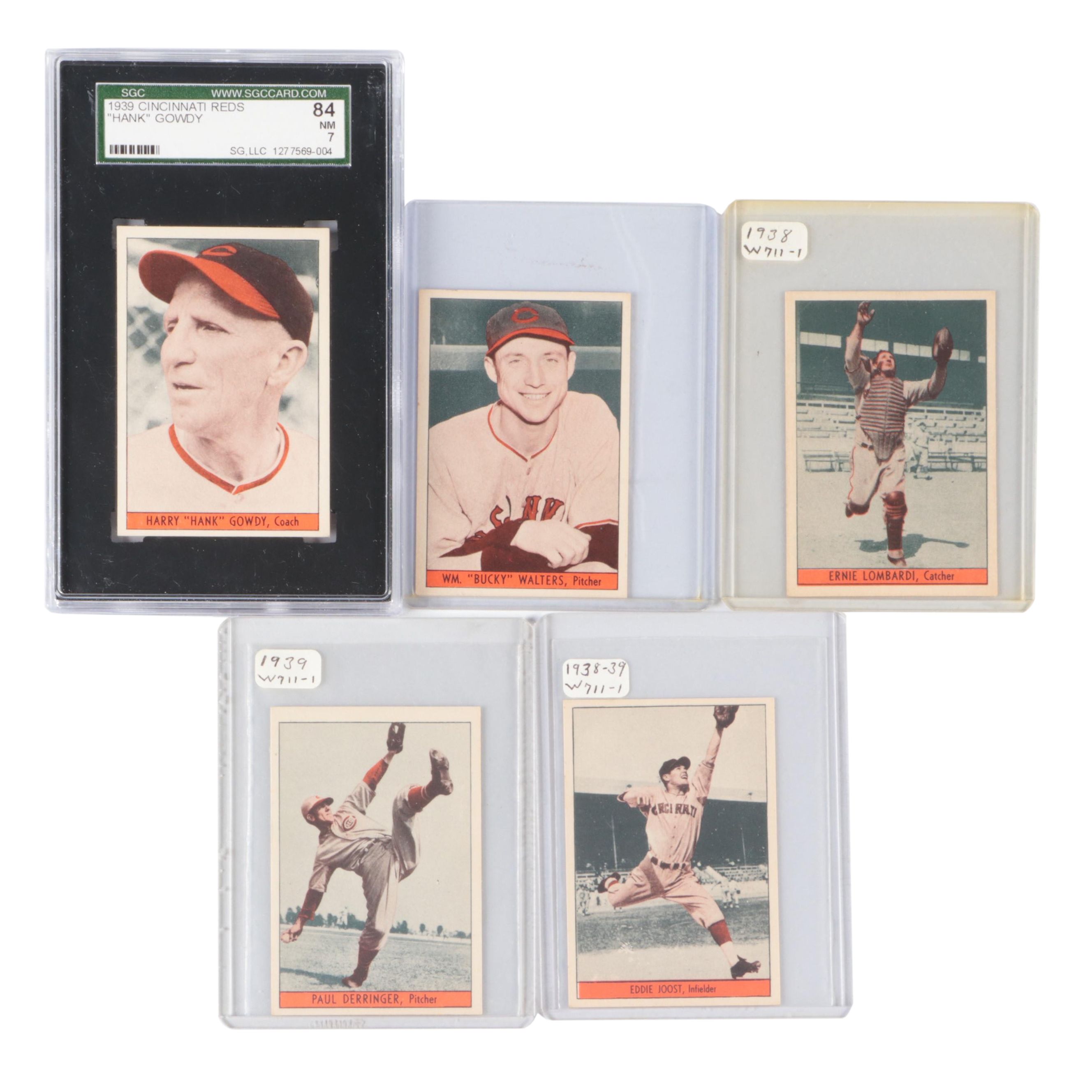 1938–1939 W711–1 Cincinnati Reds Baseball Cards with Walter, Gowdy and ...
